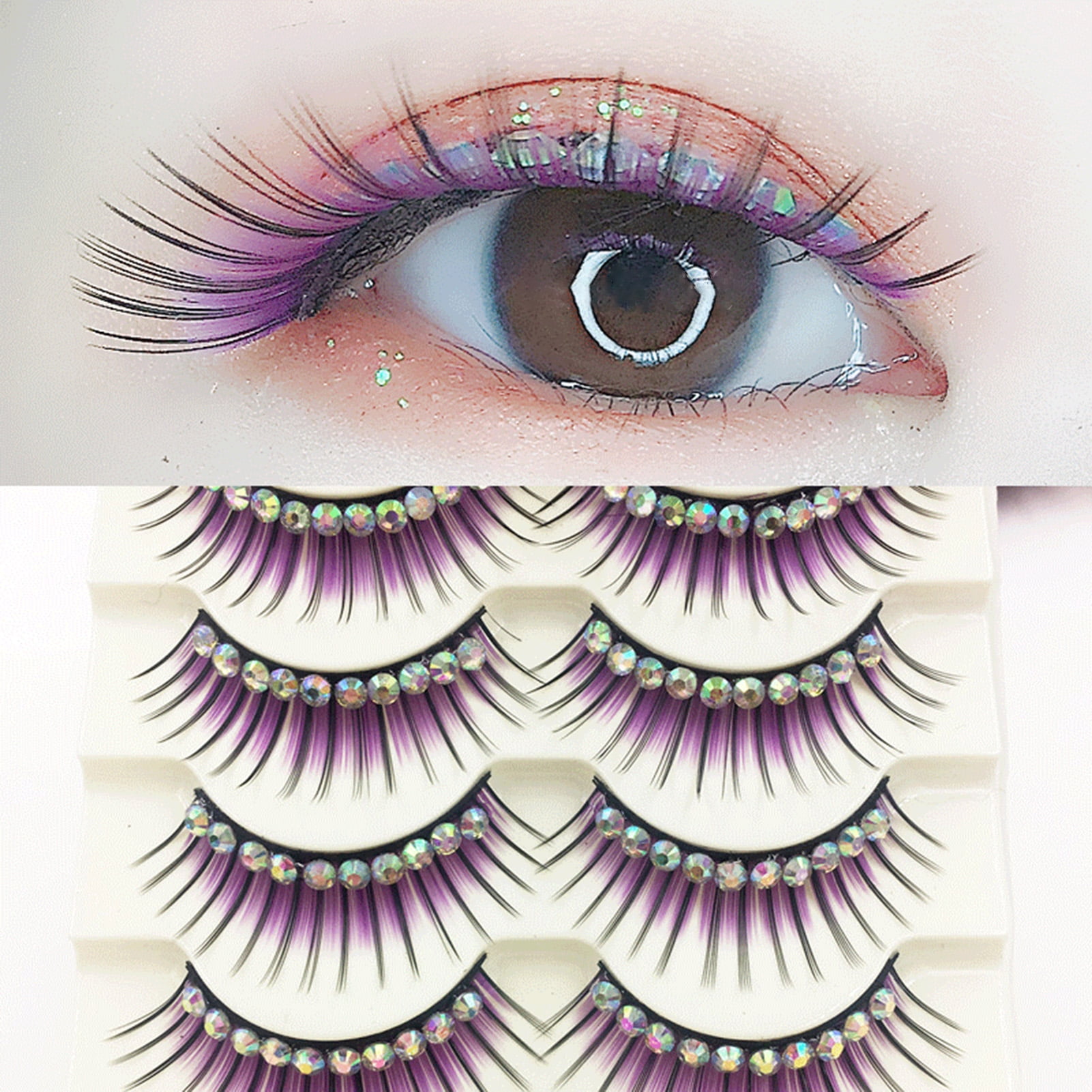 Eisoary 1 Box False Eyelashes 3D Effect with Diamond Exaggerate Dense ...