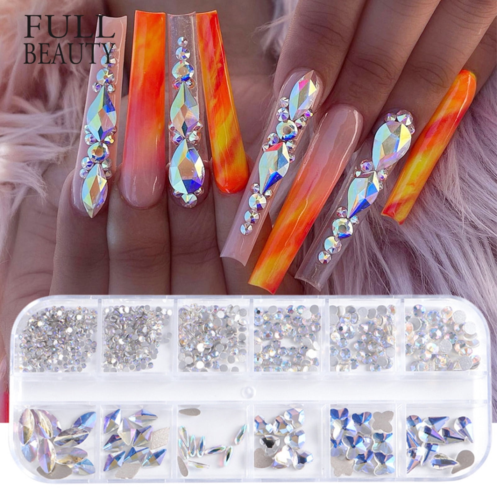 Eisoary 1 Box Nail Charm Irregular Shape Vibrant Color Mix Sizes Shiny ...
