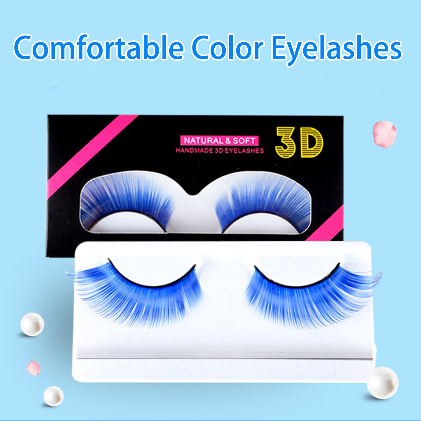 Eisoary 1 Pair 3D Colored Lashes Soft Fluffy Artificial Fiber Lashes ...