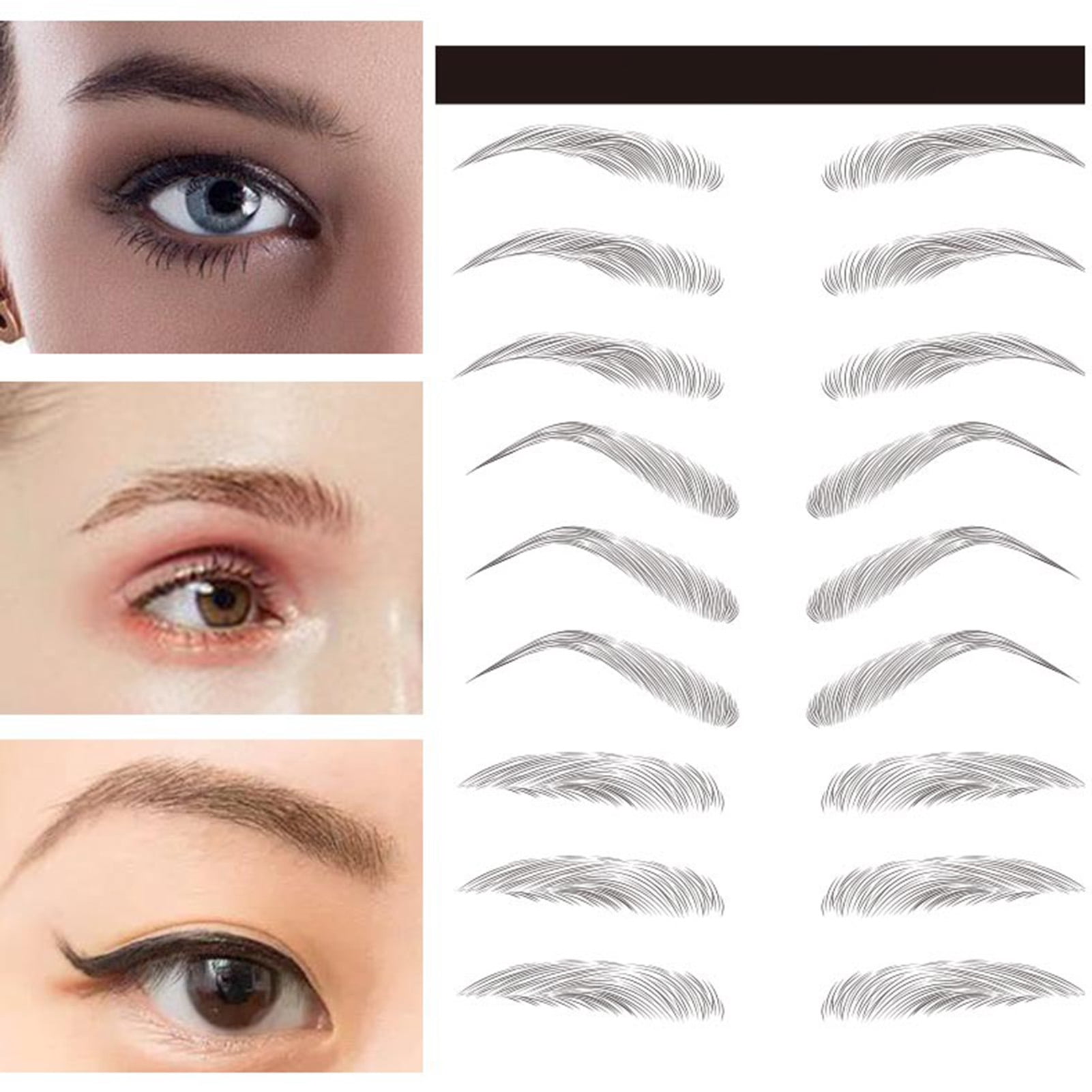 Eisoary 1 Sheet Eyebrow Sticker Various Shapes Nature 3D Effect Water ...