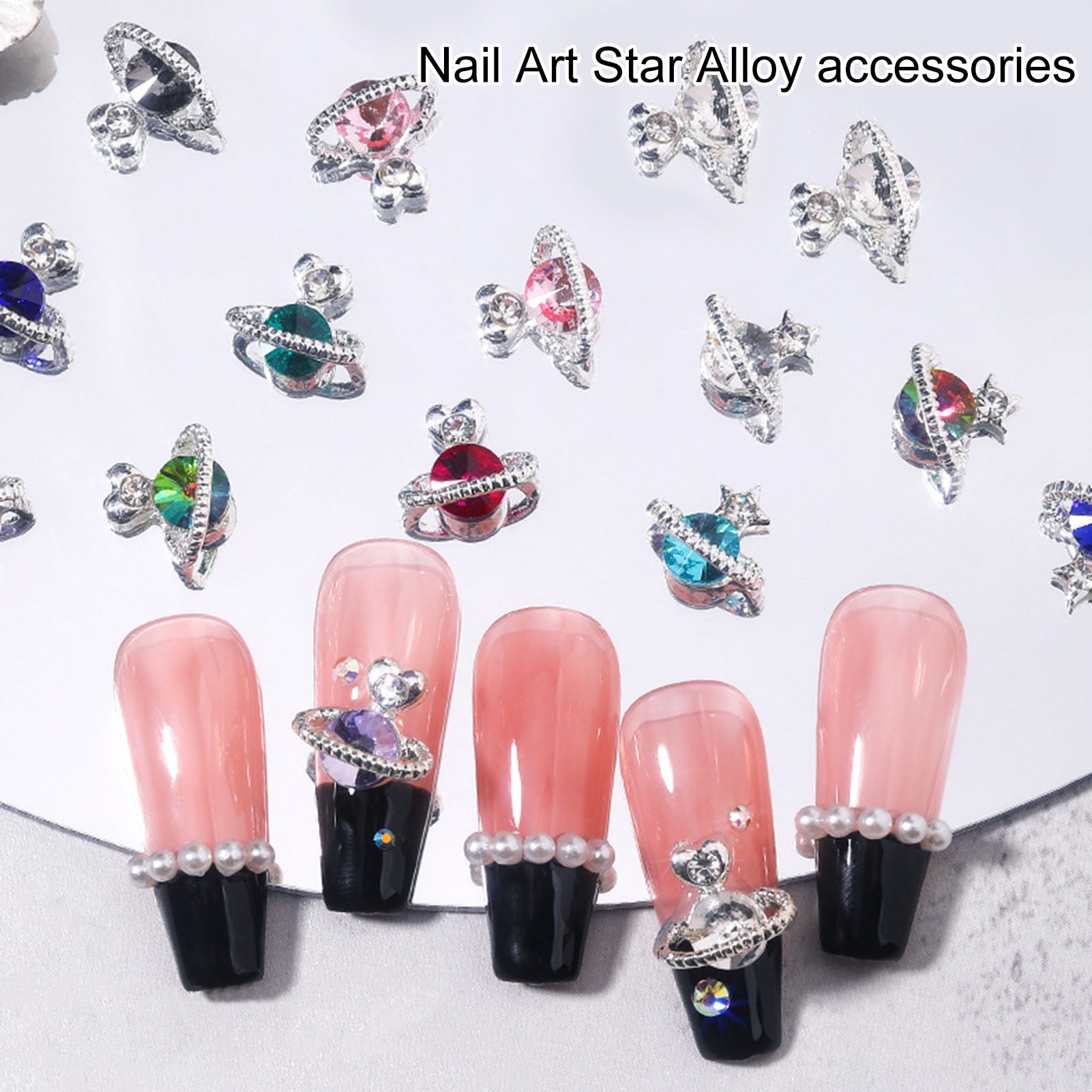 Eisoary 10Pcs Nail Art Decor Heart 3D Planet Design Stunning Visual ...