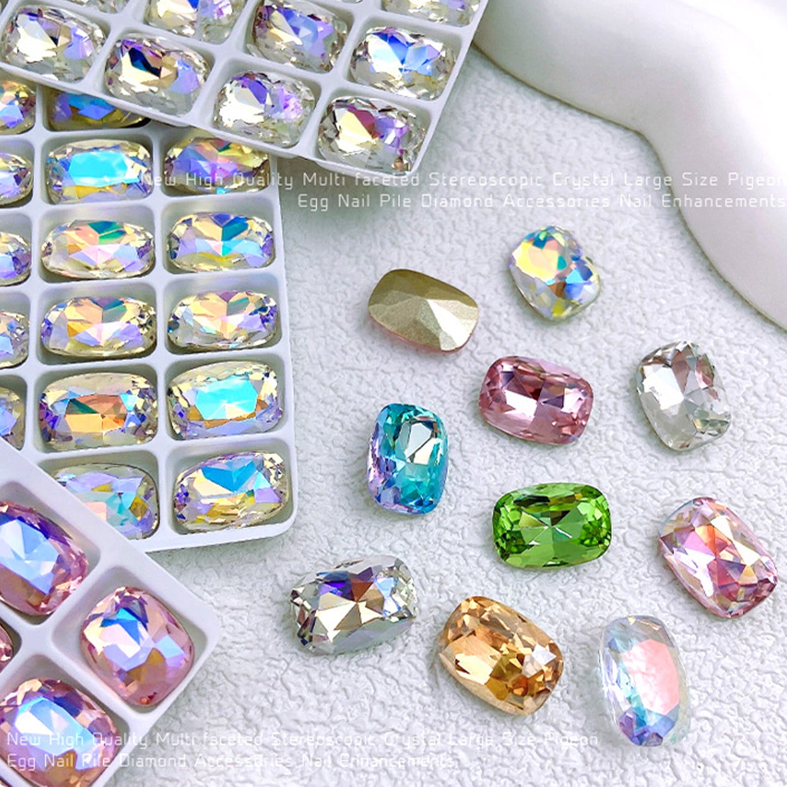 Eisoary 10Pcs Nail Art Rhinestones Creative 3D Faux Crystal Charms ...