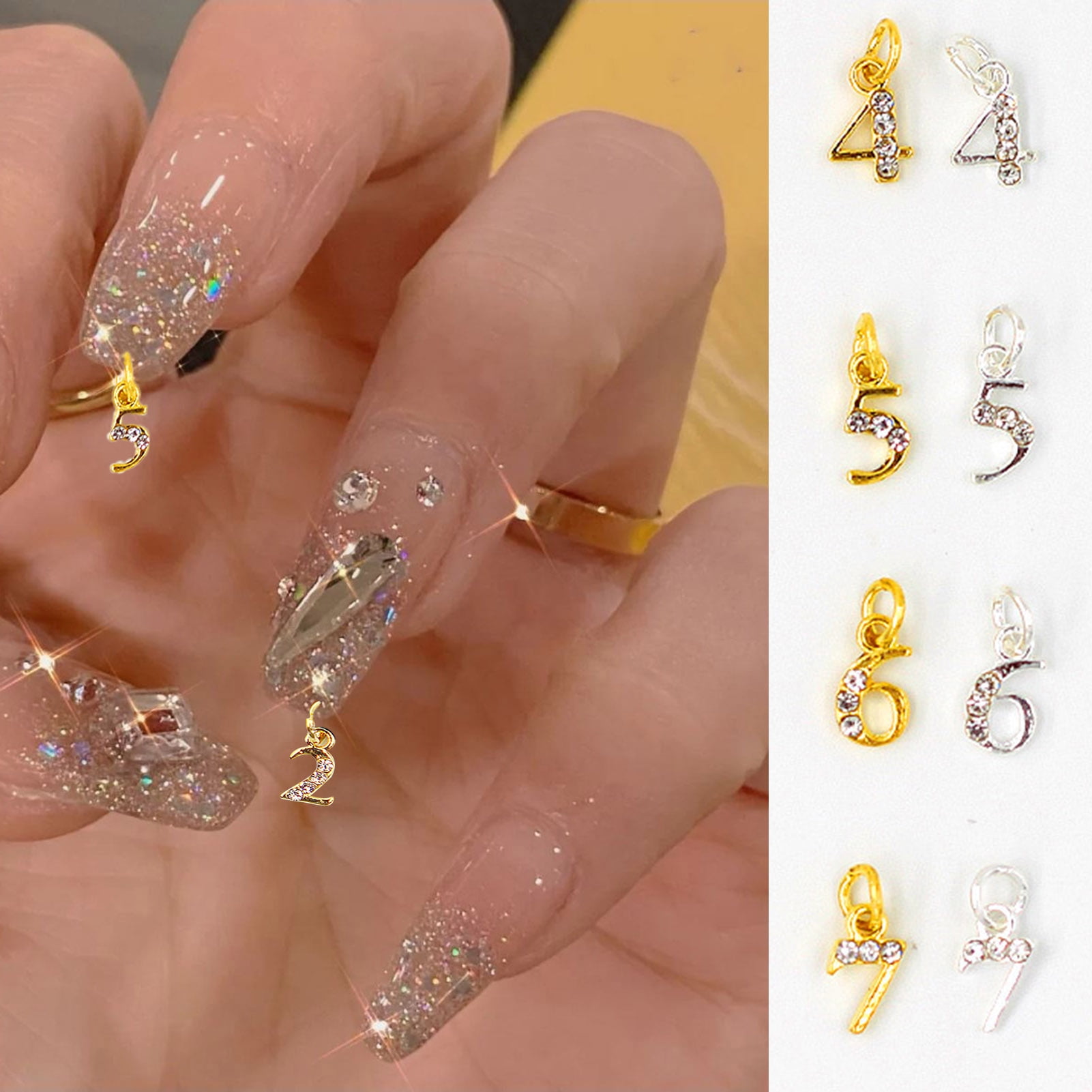 Eisoary 10Pcs Nail Pendant 0-9 Numbers Dangle Nail Charms Accessories ...