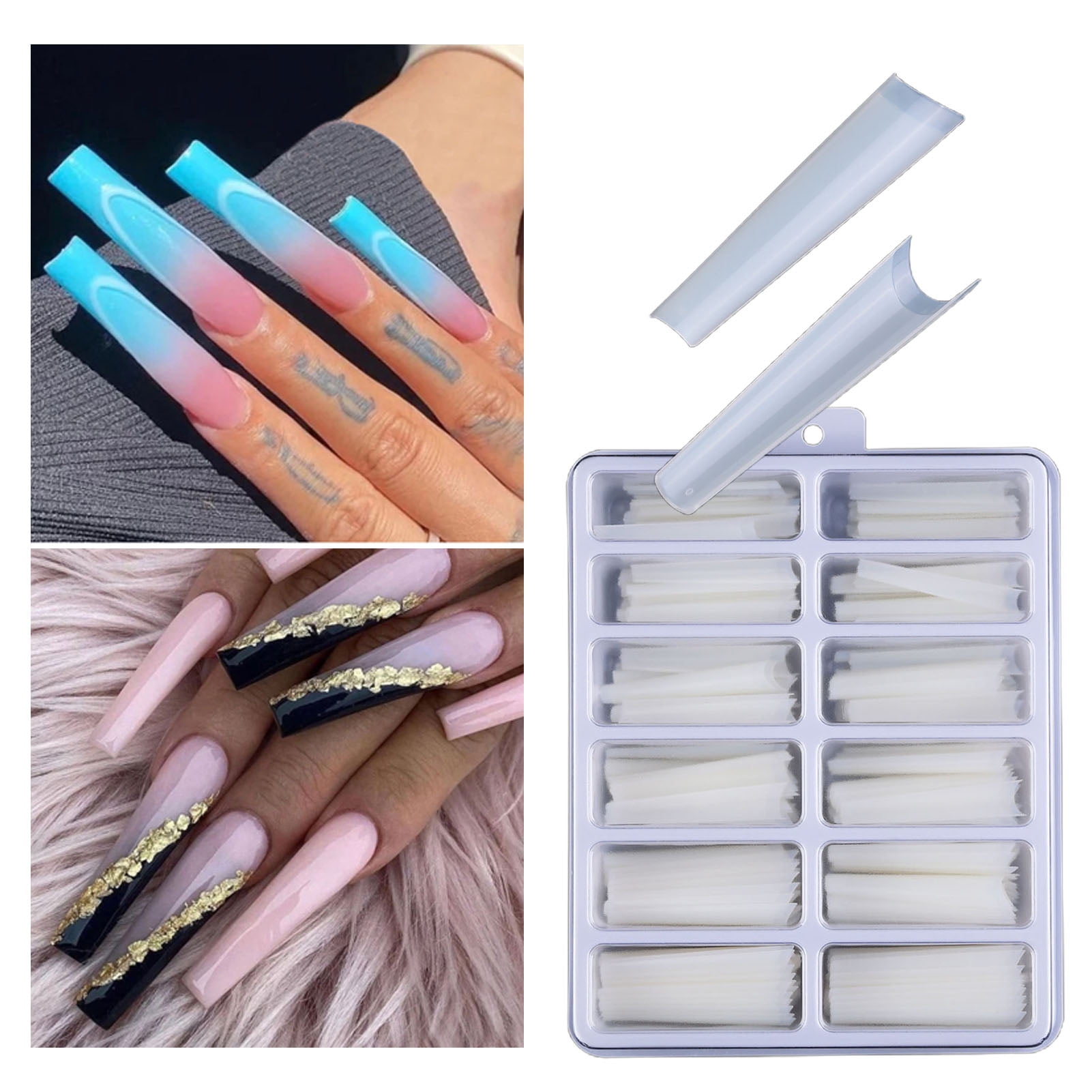 Eisoary 240Pcs/Box False Nail French Styles Flat Head Easy to Stick ...