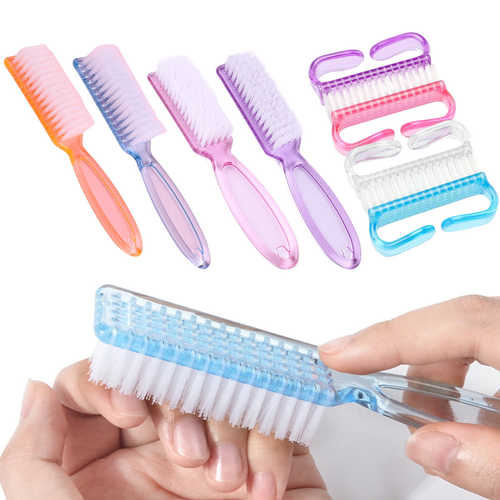 Eisoary 8Pcs Long Handle Nail Brush Pedicure Manicure Fingernail ...