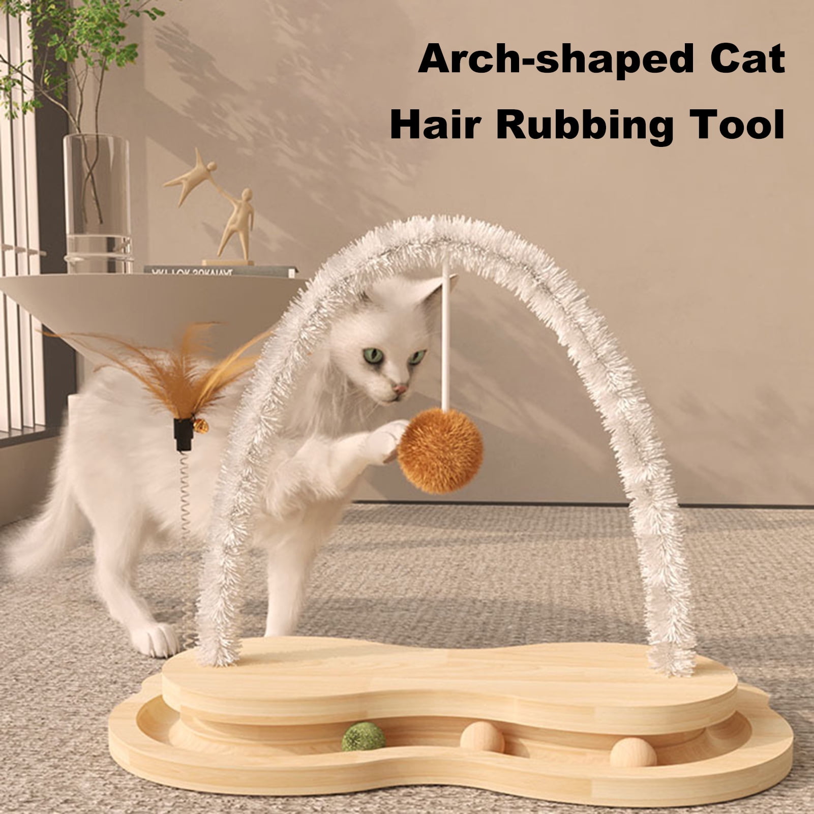 Eisoary Arch Cat Scratcher Cat Hair Rubbing Toy with Plush Ball Cat ...