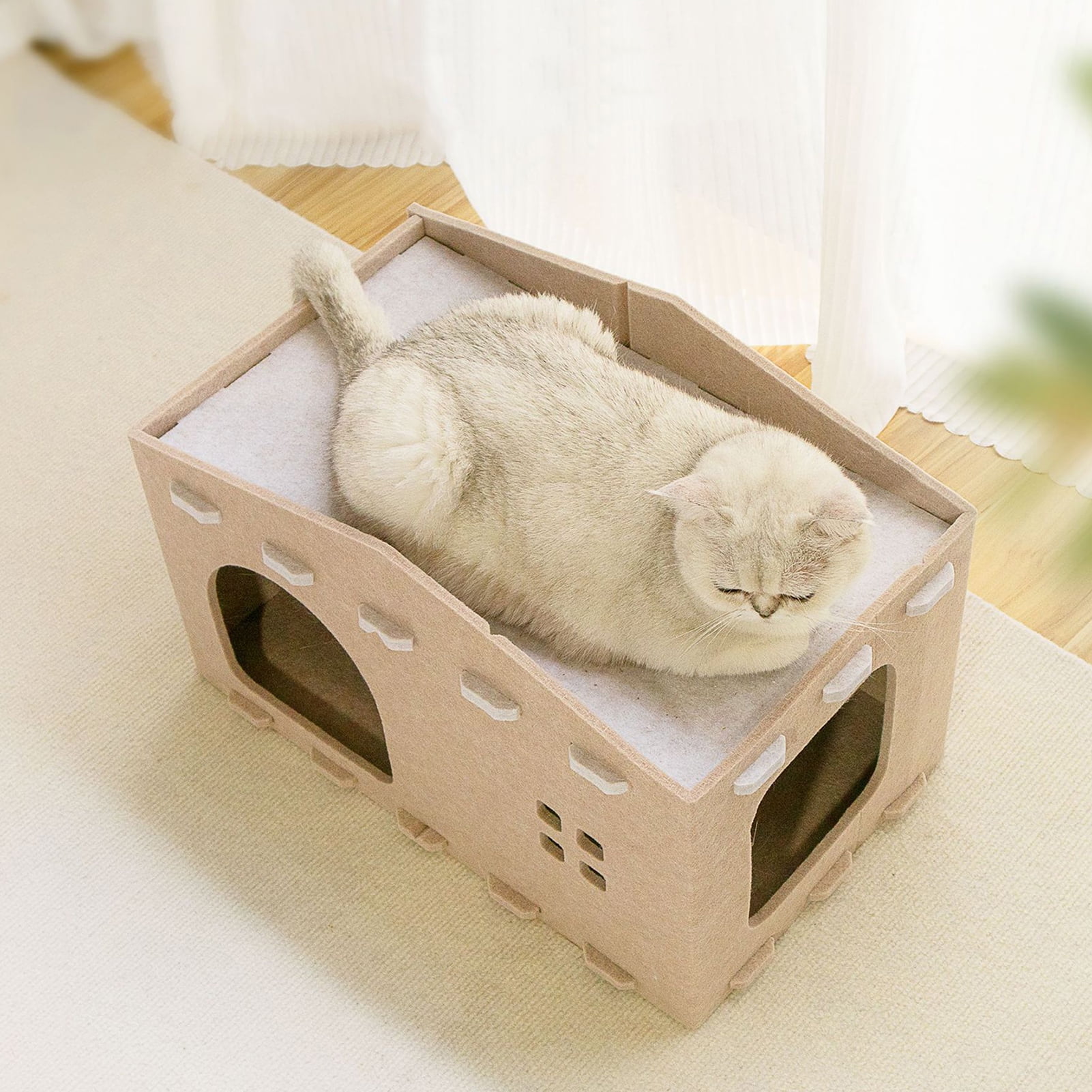 Eisoary Cat Bed Large Cat Cave Nest Pet House Felt Cat Play Rest Space Pet Condo Hideaway Cube 2 ...