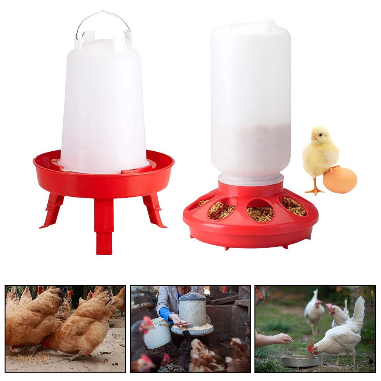 Eisoary Chicken Water Feeder Chicken Feeder Container,Foldable Legs ...