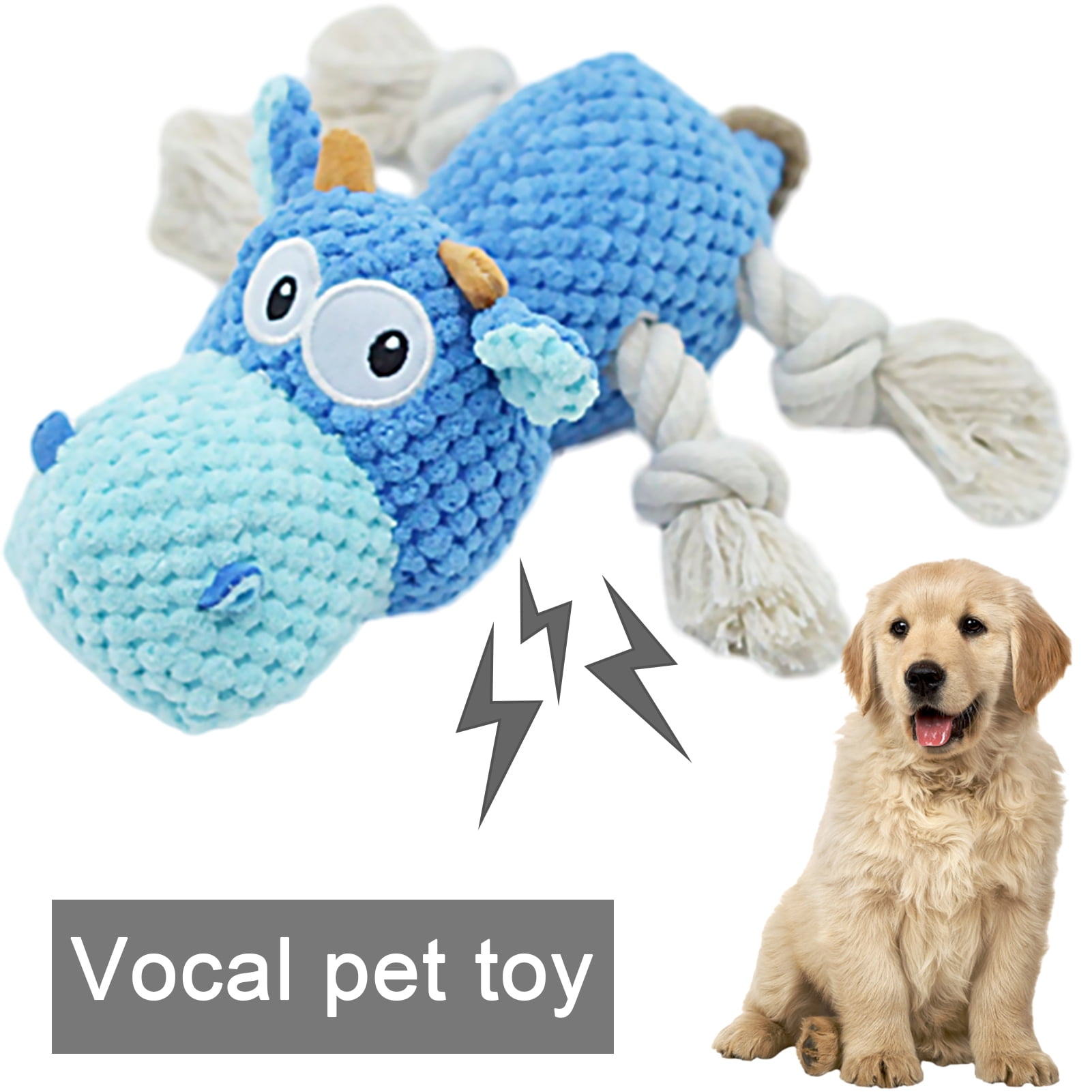 Eisoary Indestructible Dog Squeaky Plush Toy Stuffed Animals Cotton ...