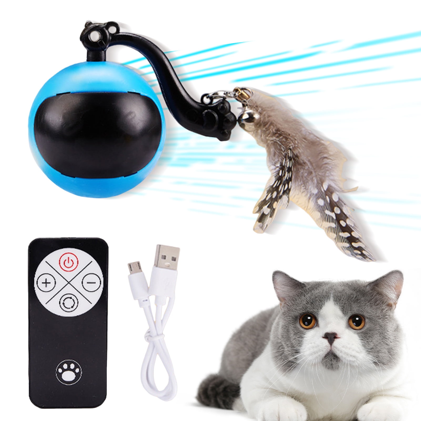 Eisoary Interactive Cat Ball Toy with Remote Control Automatic Moving ...