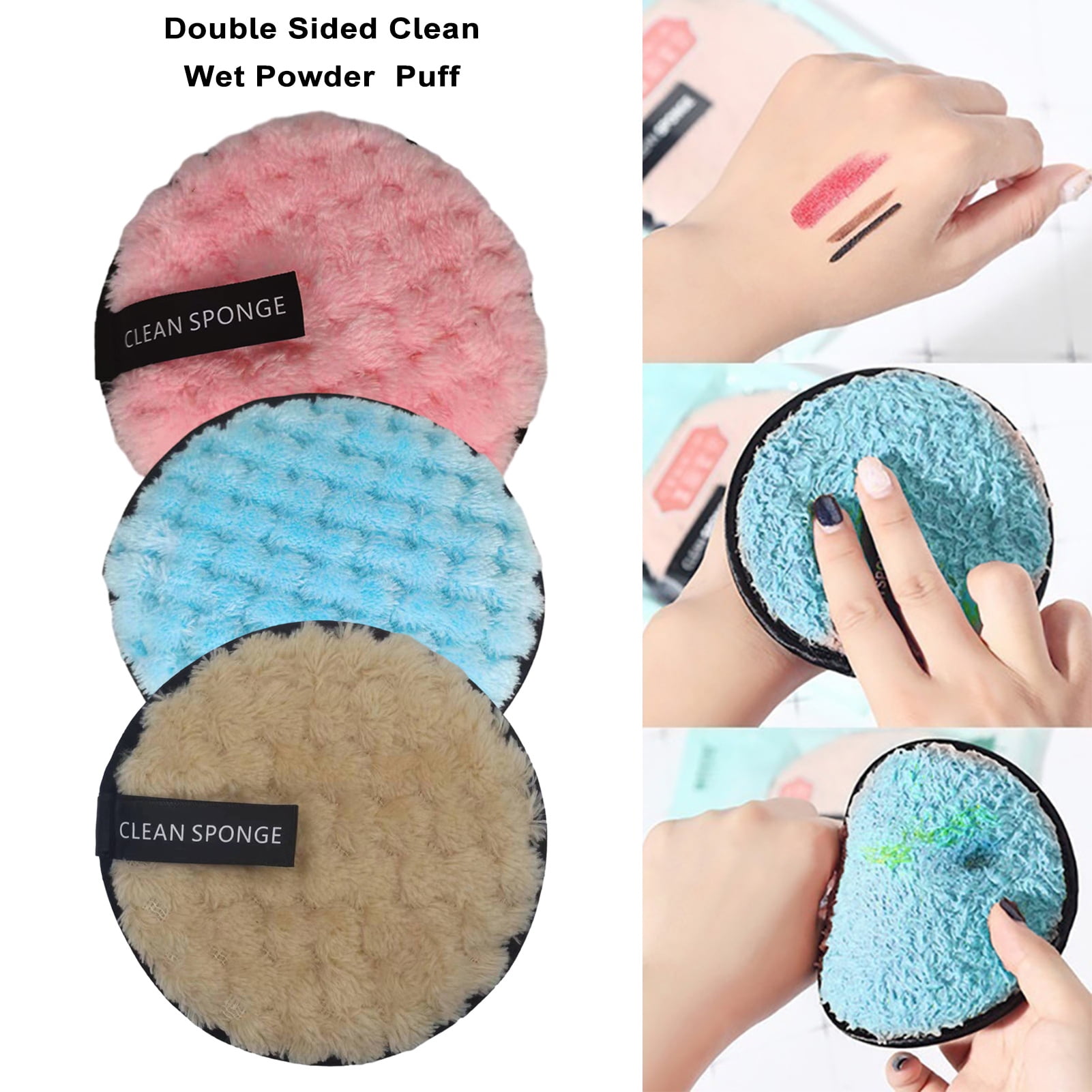 Eisoary Makeup Remover Puff Round Double-sided Makeup Remover Pad Face ...