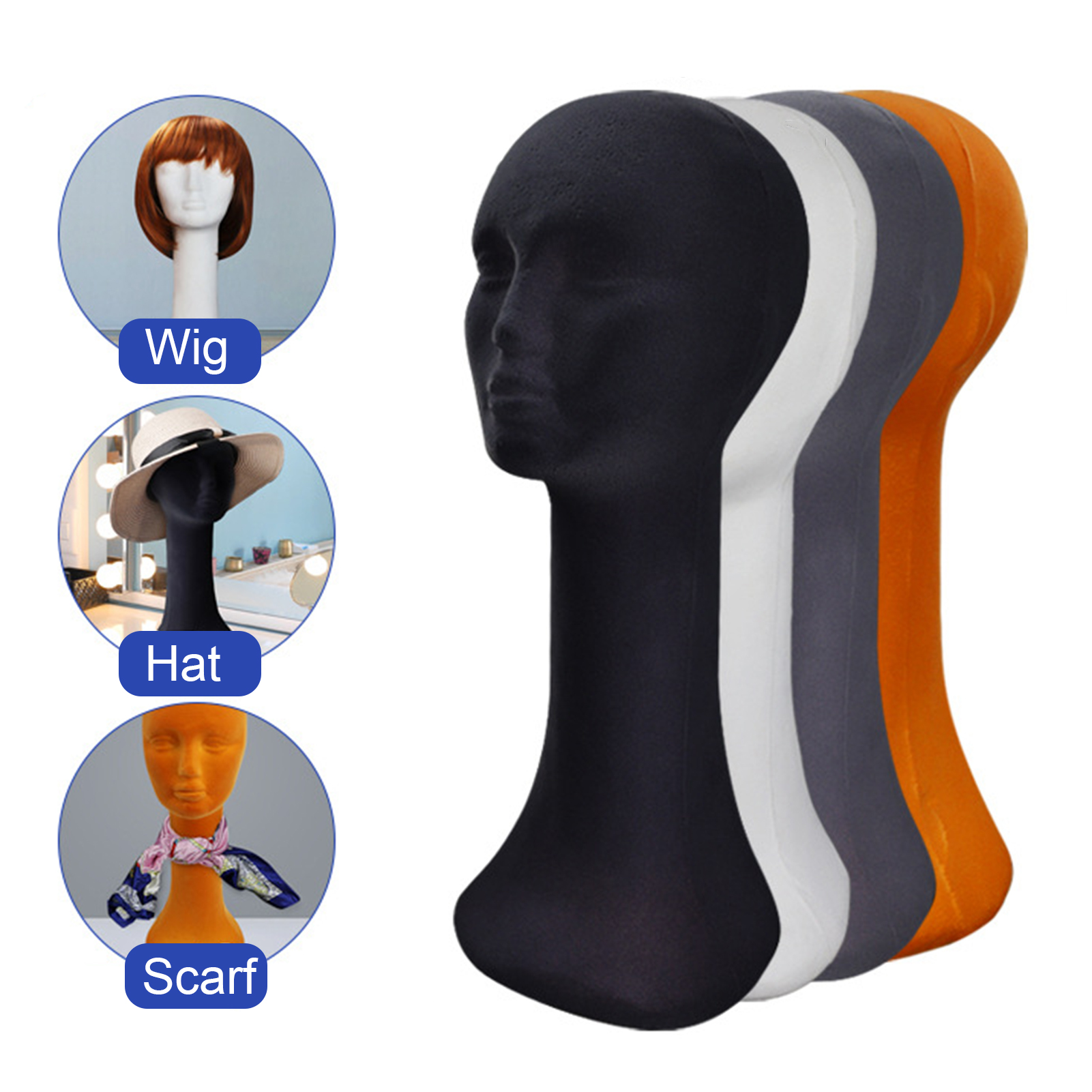 Eisoary Mannequin Head Reusable Wig Hat Scarf Glasses Jewelry Display ...