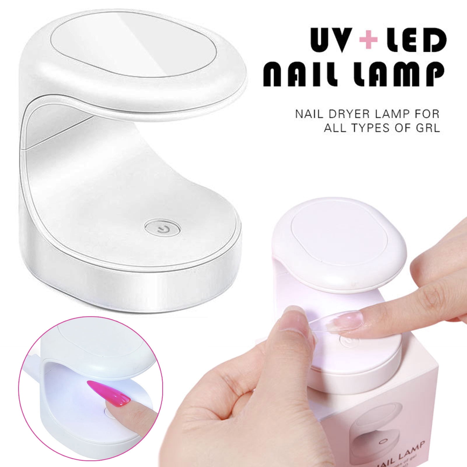 Eisoary Nail Drying Lamp Dual Light Sources Compact Size Energy-saving ...