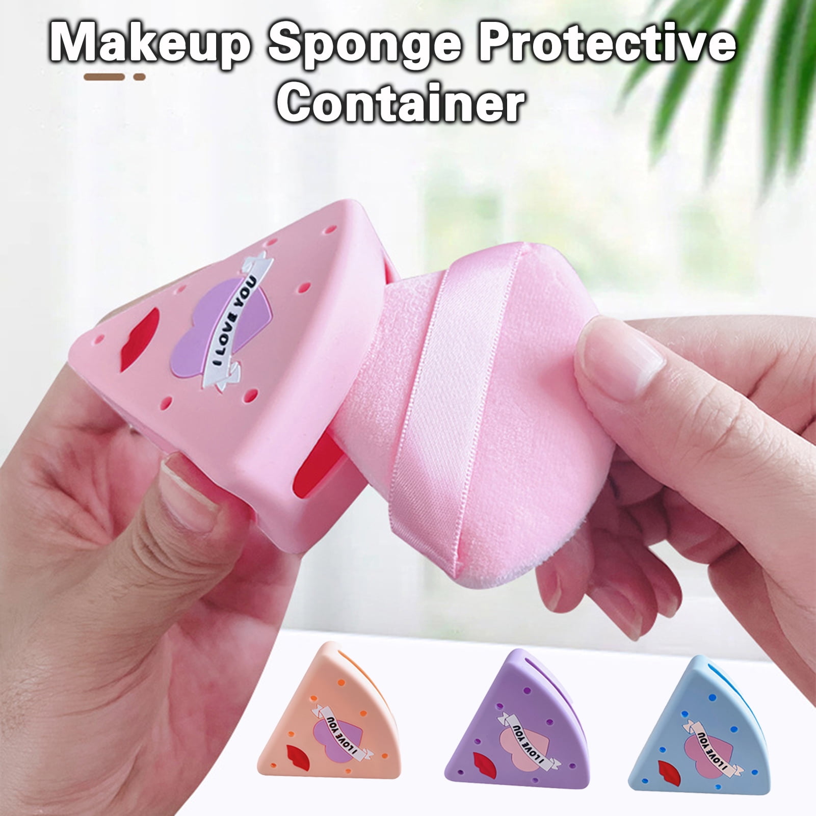 Eisoary Powder Puff Case Container Holder with Holes Triangle Shape ...