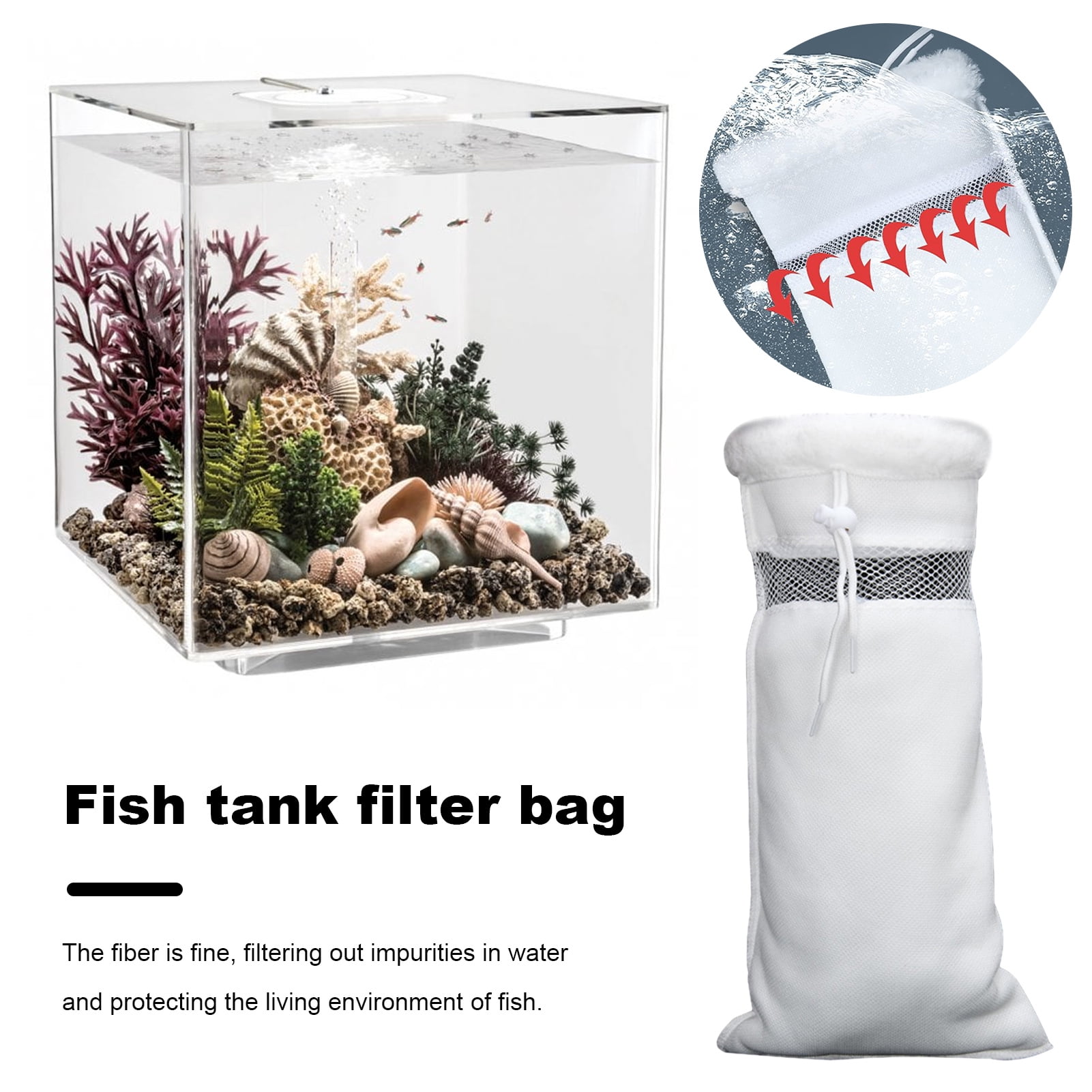 Eisoary Reusable Aquarium Filter Bag Biological Filtration Water ...
