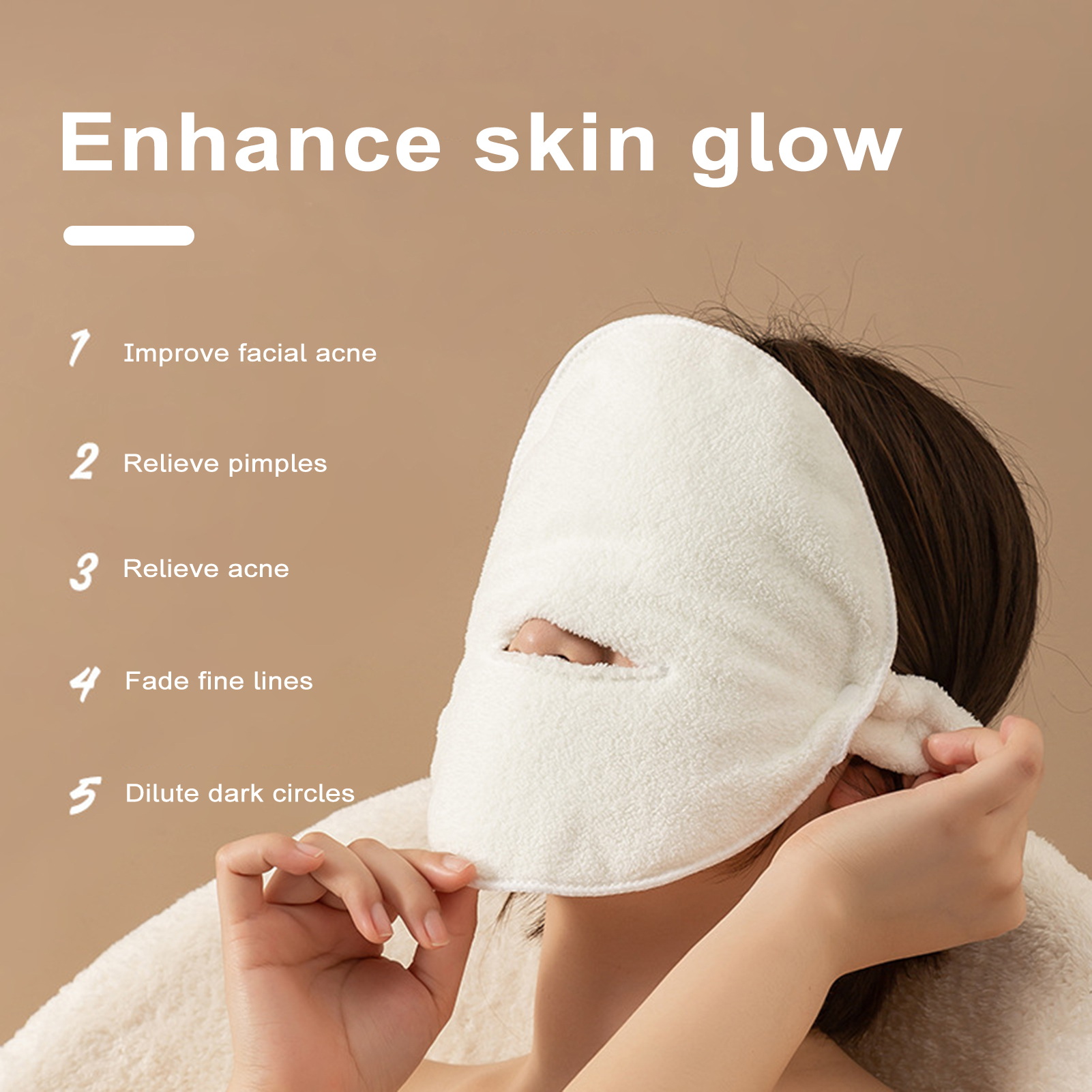 Eisoary Reusable Coral Fleece Towel Face Masque 1/3 Holes Towel Masque ...