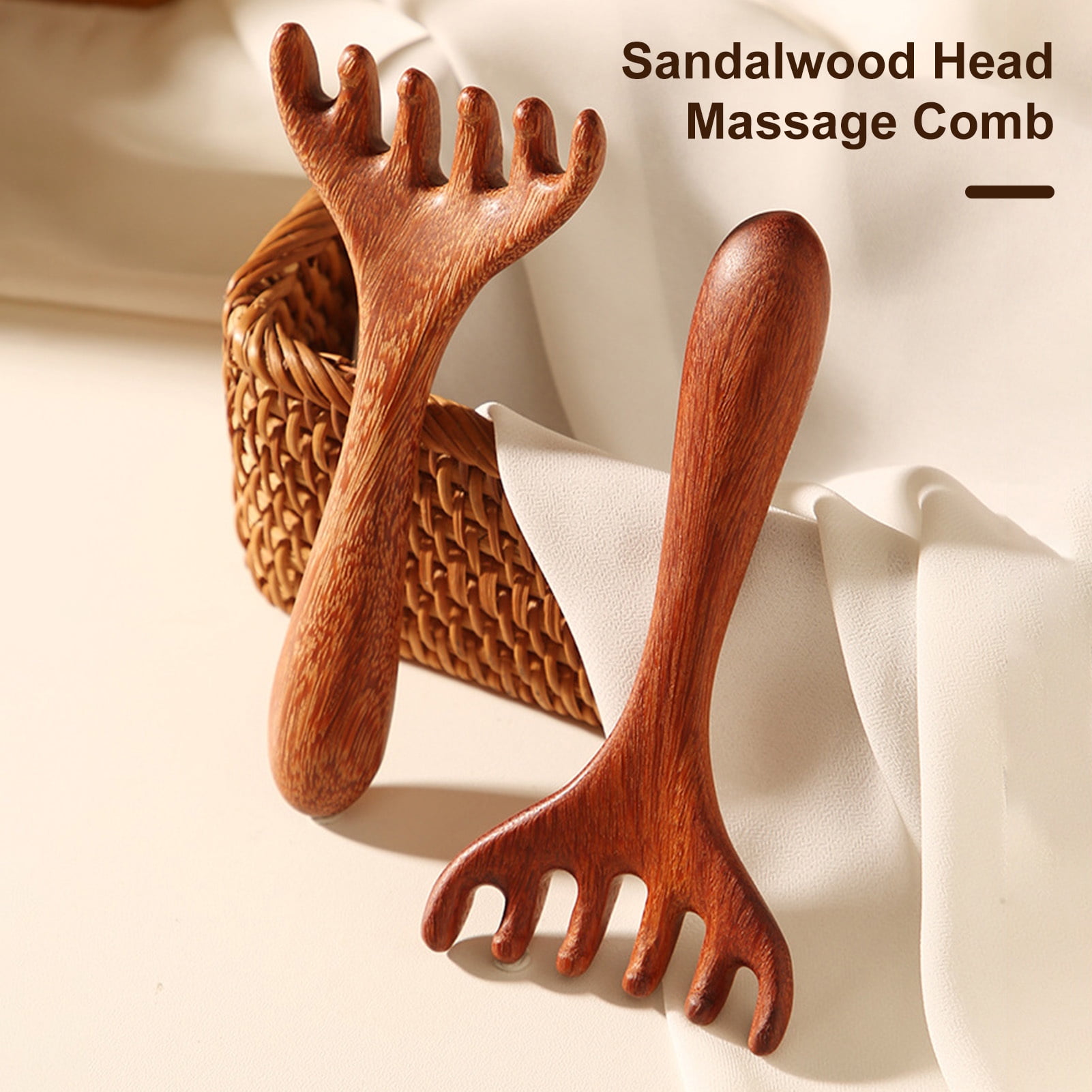 Eisoary Sandalwood Head Massage Comb Gua Sha Tool Back Scratcher ...
