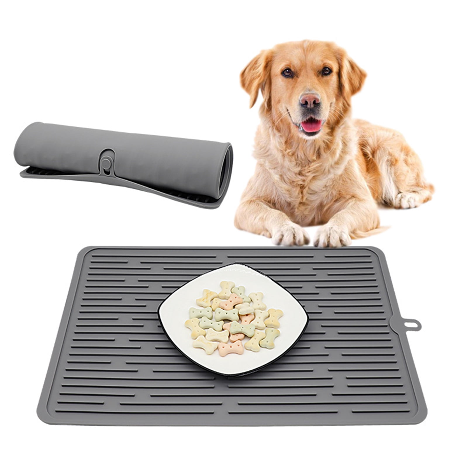 Eisoary Silicone Pet Placemat with Storage Hanging Holes Easy Clean ...