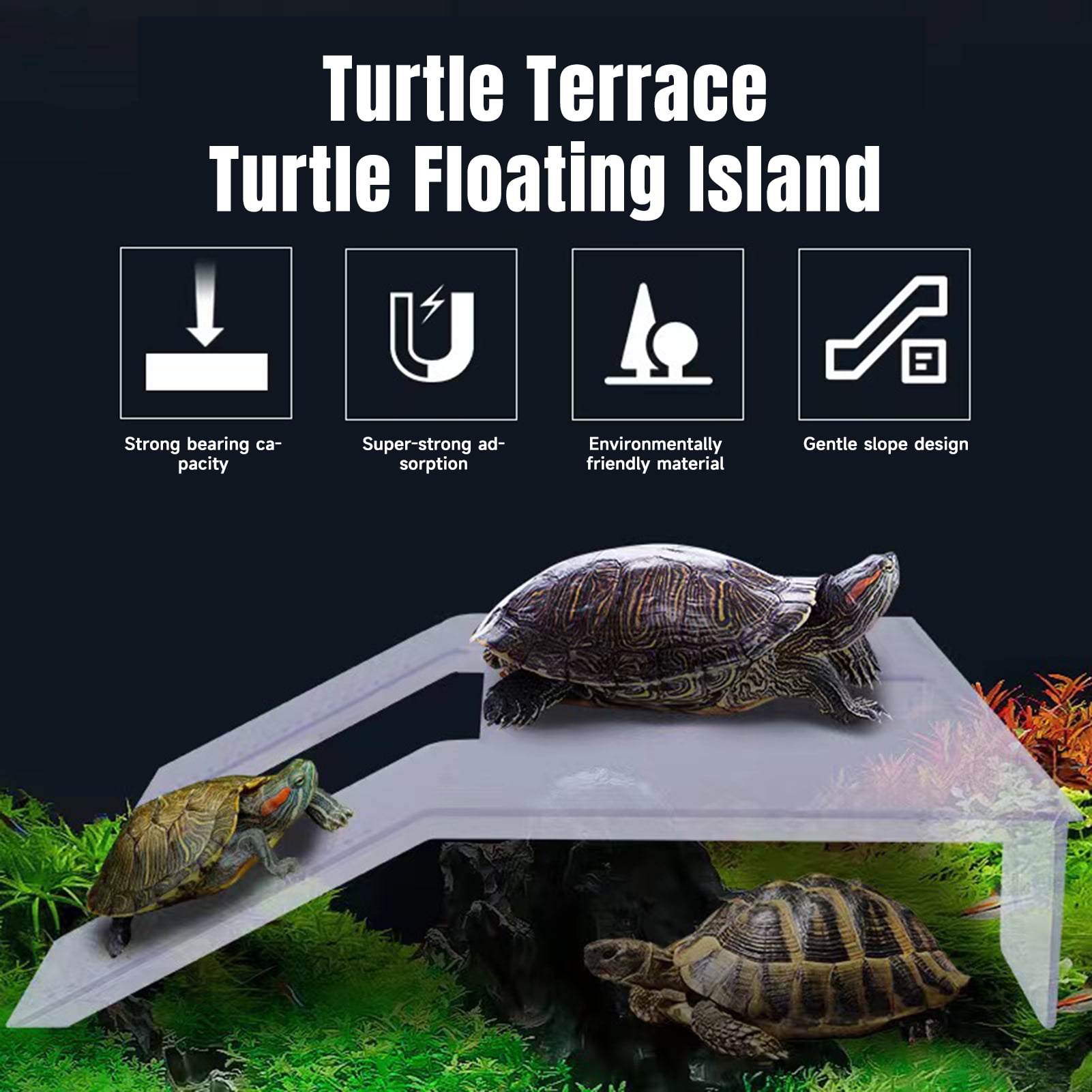 Eisoary Turtle Basking Platform Non-Slip Texture Easy Install Plastic ...