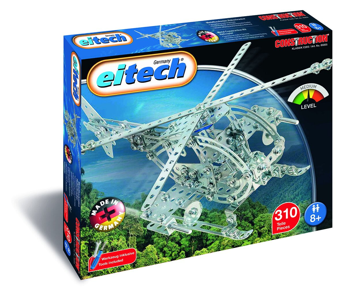 Eitech 10205-C205 Army Helicopter, Model Building Kit, Silver - 310 ...