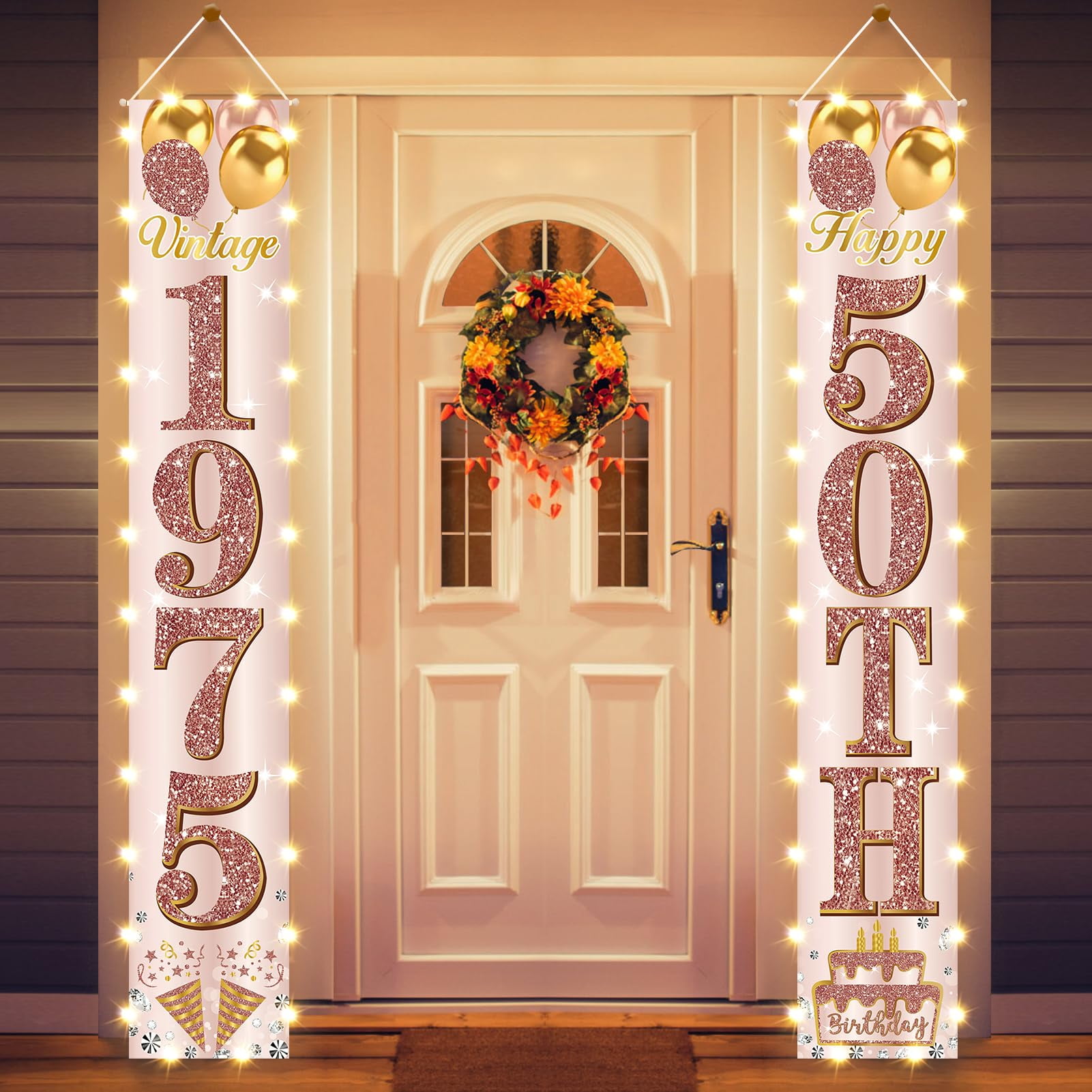 Eiurteao 50th Birthday Party Banner Lighted SMRDecorations for Rose ...