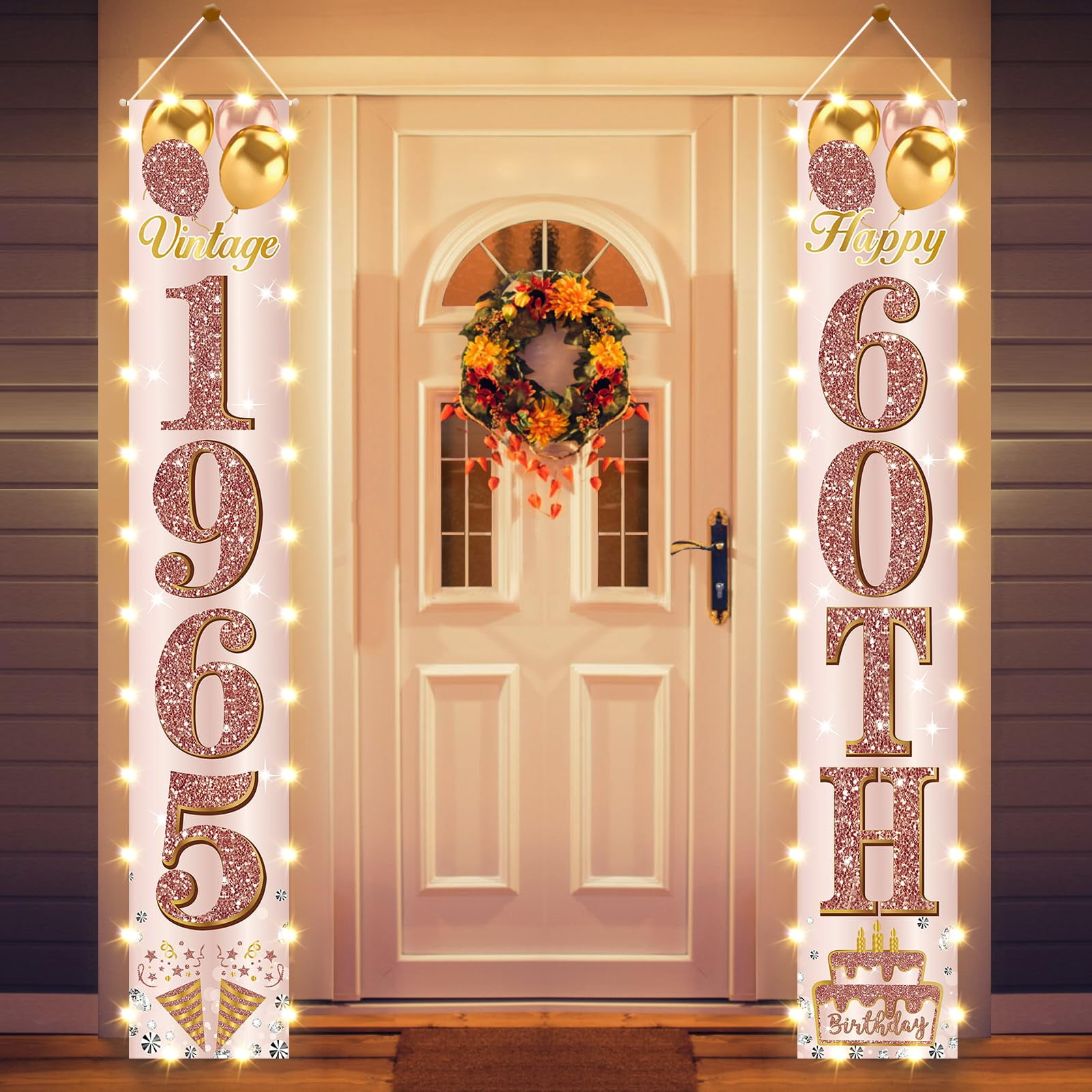 Eiurteao 60th Birthday Party SSF20 Banner Lighted Decorations Rose Gold ...