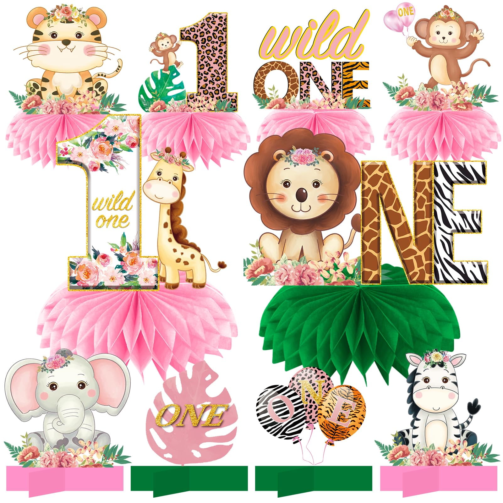 Eiurteao Wild One SCH4 Birthday Decorations Honeycomb Centerpieces for ...