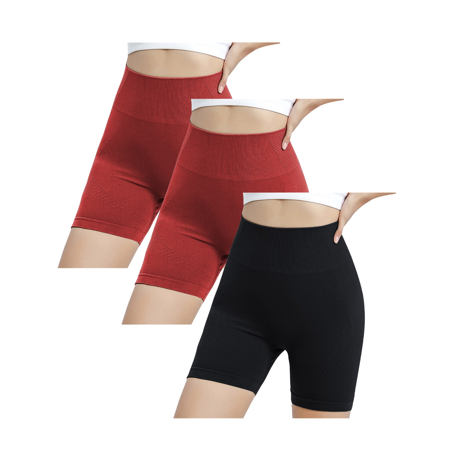 Eiyaclvo 3 Pack Womens Biker Shorts High Waisted Workout Shorts Slim ...