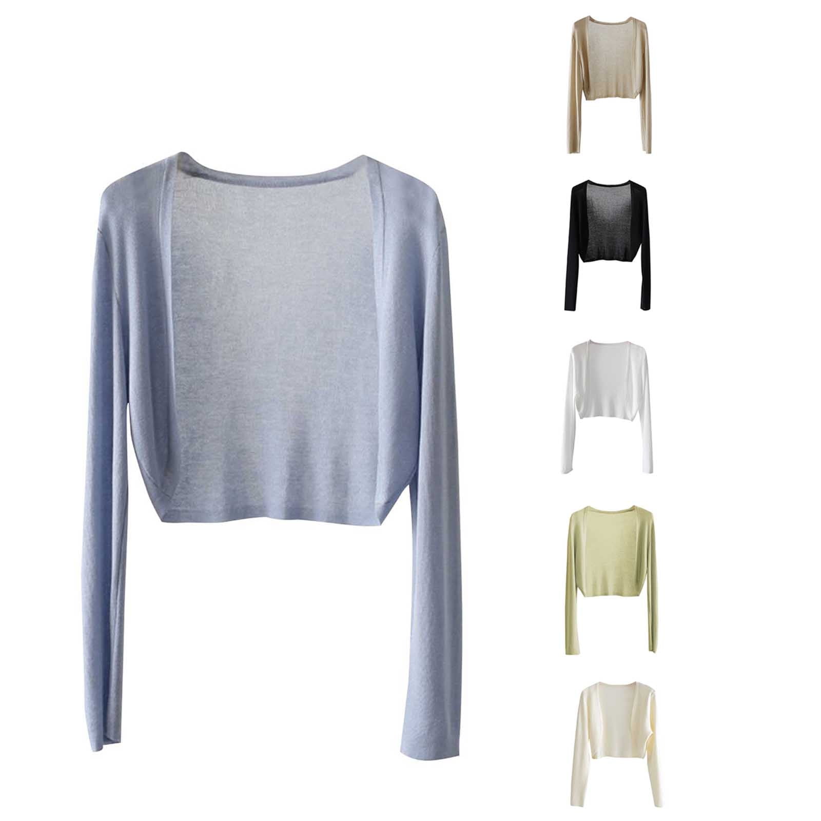 Eiyaclvo Beach Cover Ups for Women Summer Crop Cardigan Long Sleeve ...