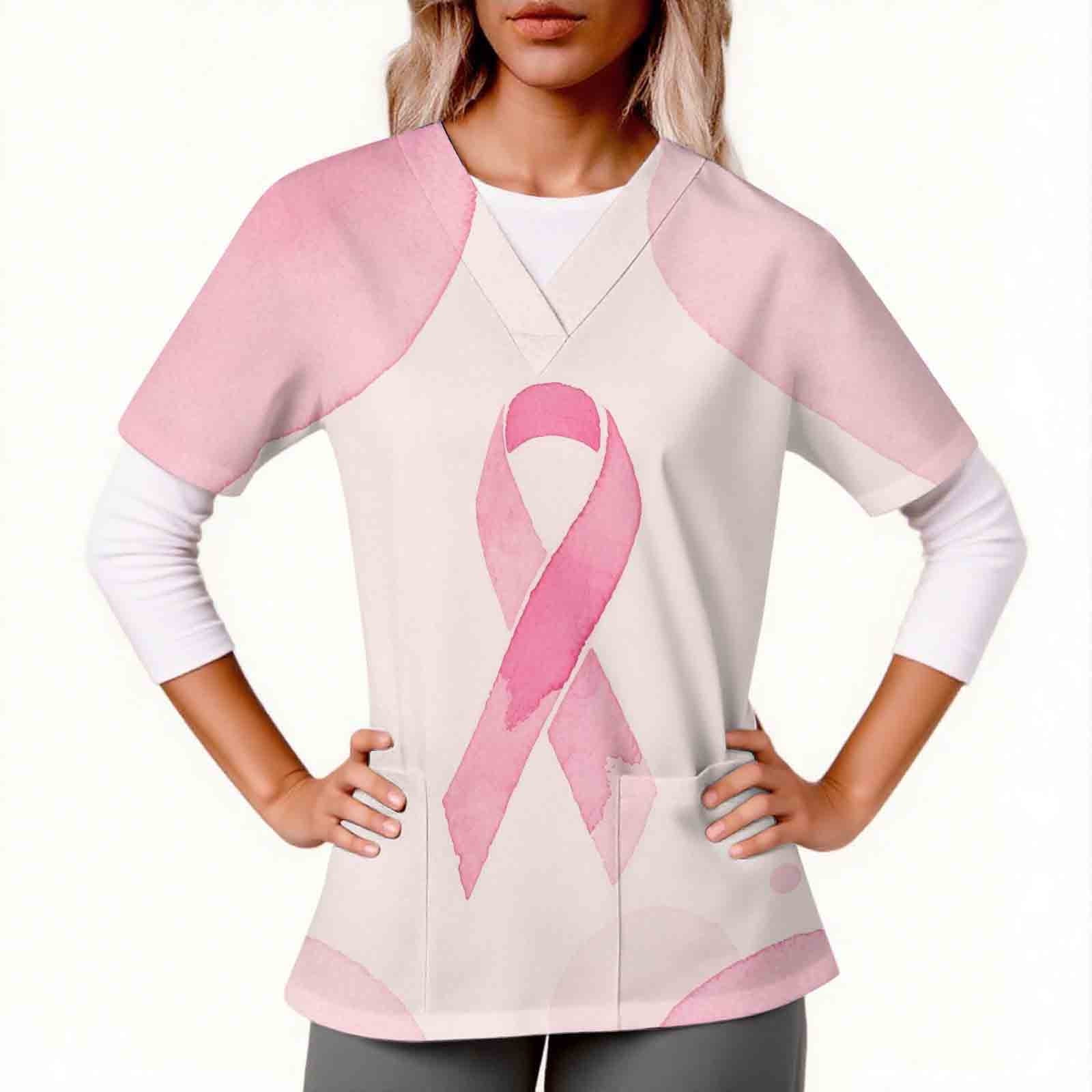 Eiyaclvo Breast Cancer Scrub for Women Breast Cancer Awareness Working ...