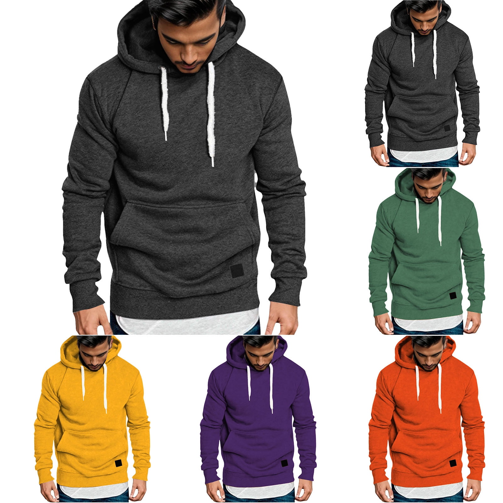 Eiyaclvo Men Hoodie Sweatshirt Long Sleeve Pullover Top Fall Winter ...