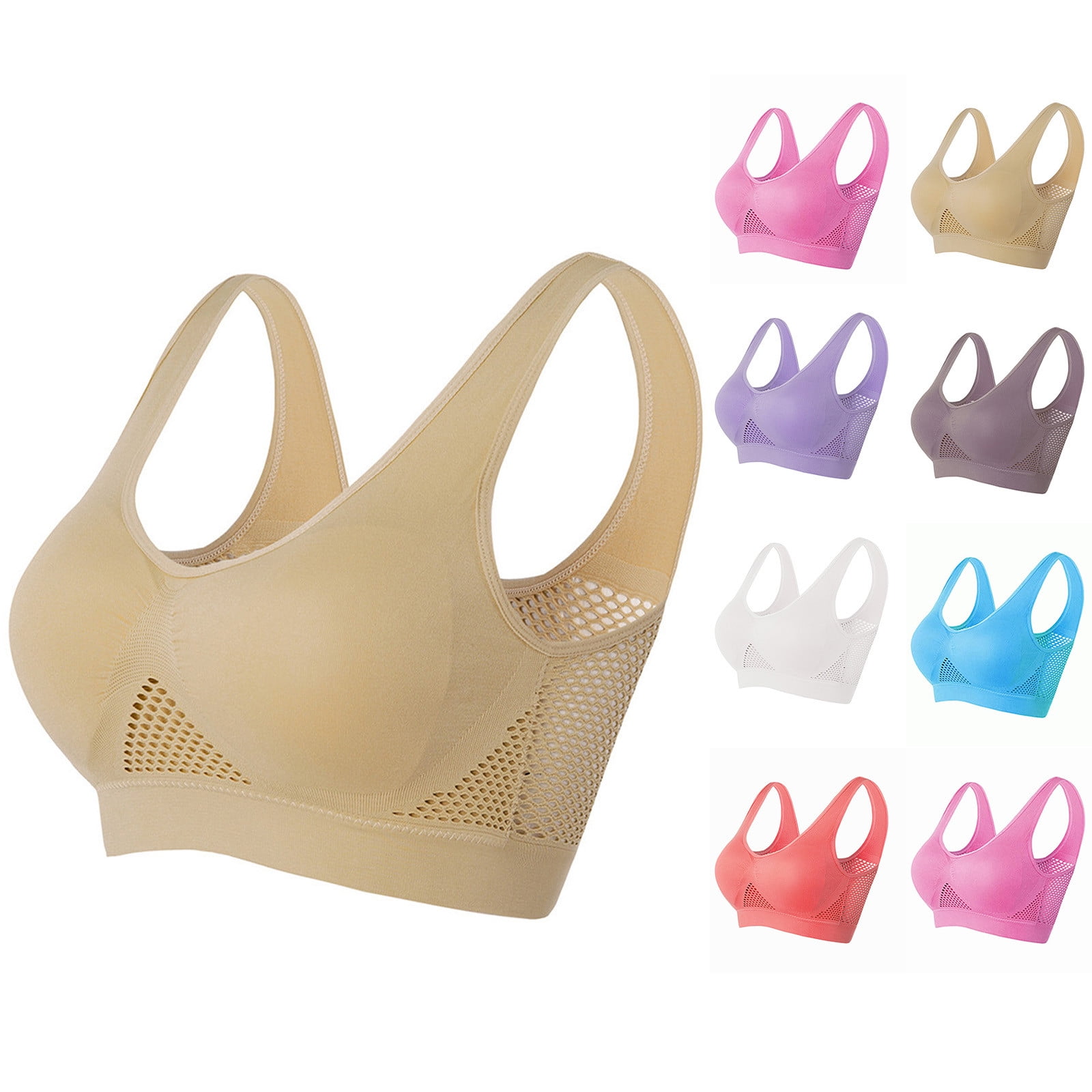 Eiyaclvo Sports Bra for Women Plus Size Wireless Seamless Bras with ...