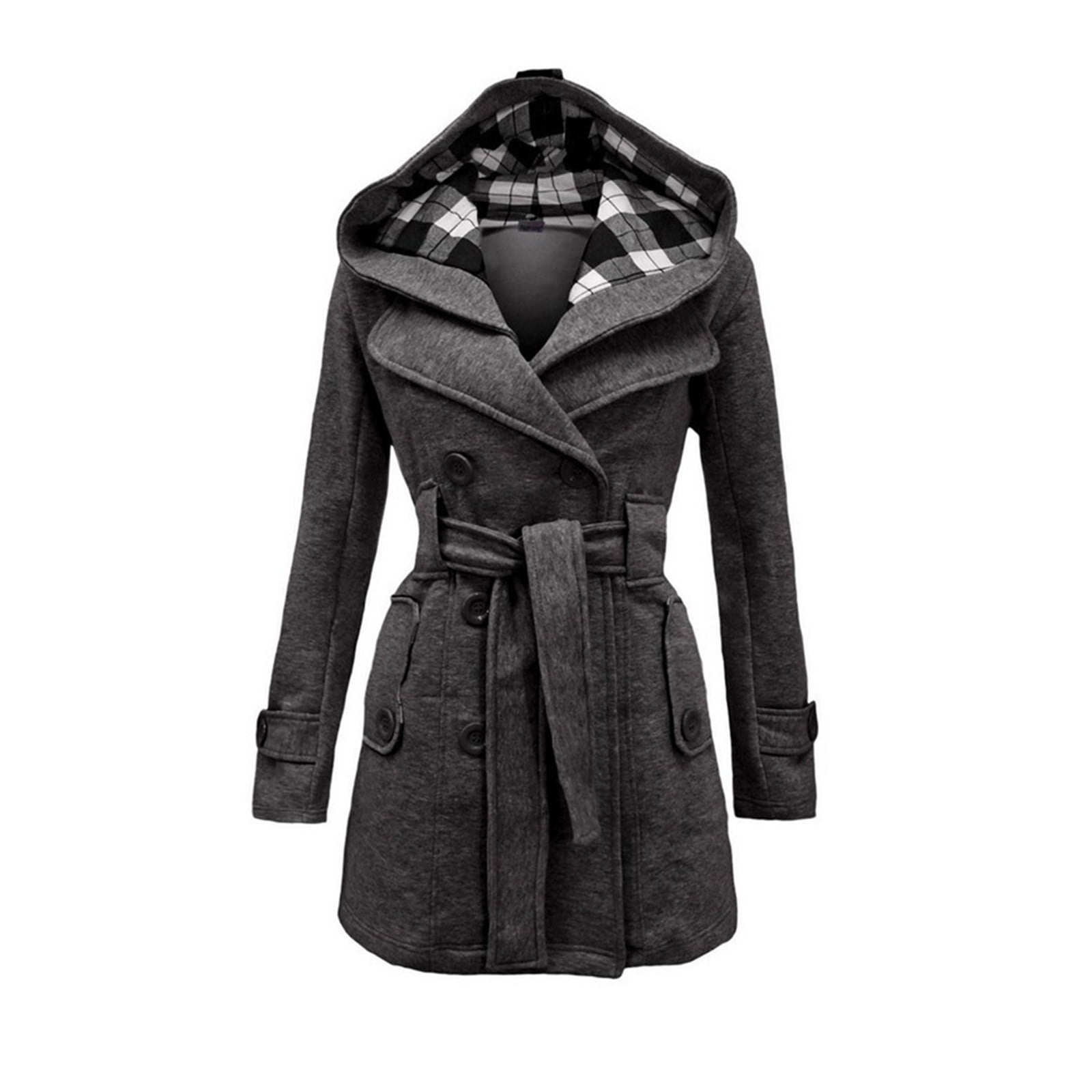 Eiyaclvo Winter Coats for Women 2024 Double Breasted Pea Coats Warm ...