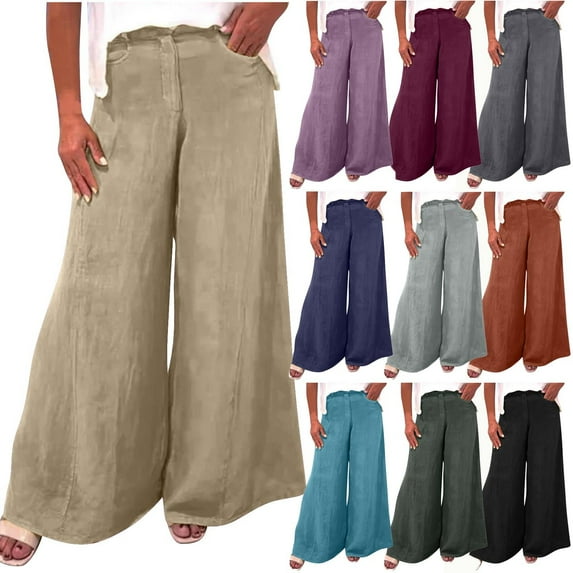 Eiyaclvo Womens Wide Leg Pants Casual Summer Palazzo Pants Pant Baggy ...