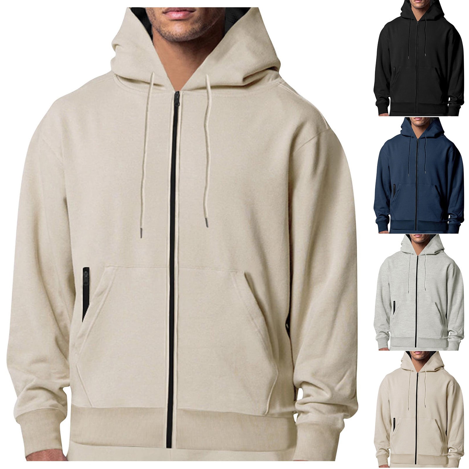 Eiyaclvo Zip Up Hoodies Men Hooded Sweatshirts Jacket Long Sleeve ...