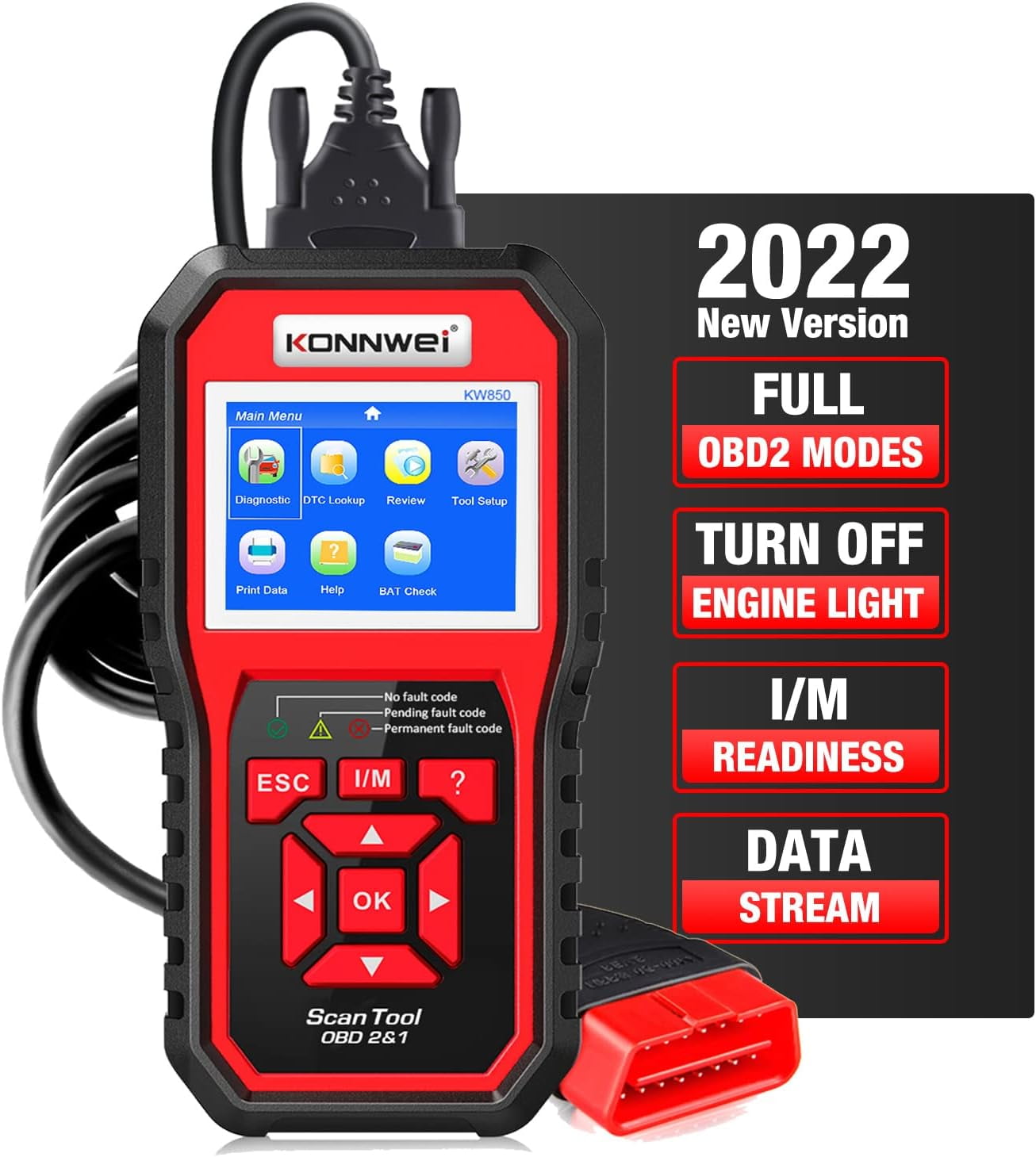 Eizigon KONNWEI KW850 Professional OBD2 Scanner Auto Code Reader Diagnostic Check Engine Light ...