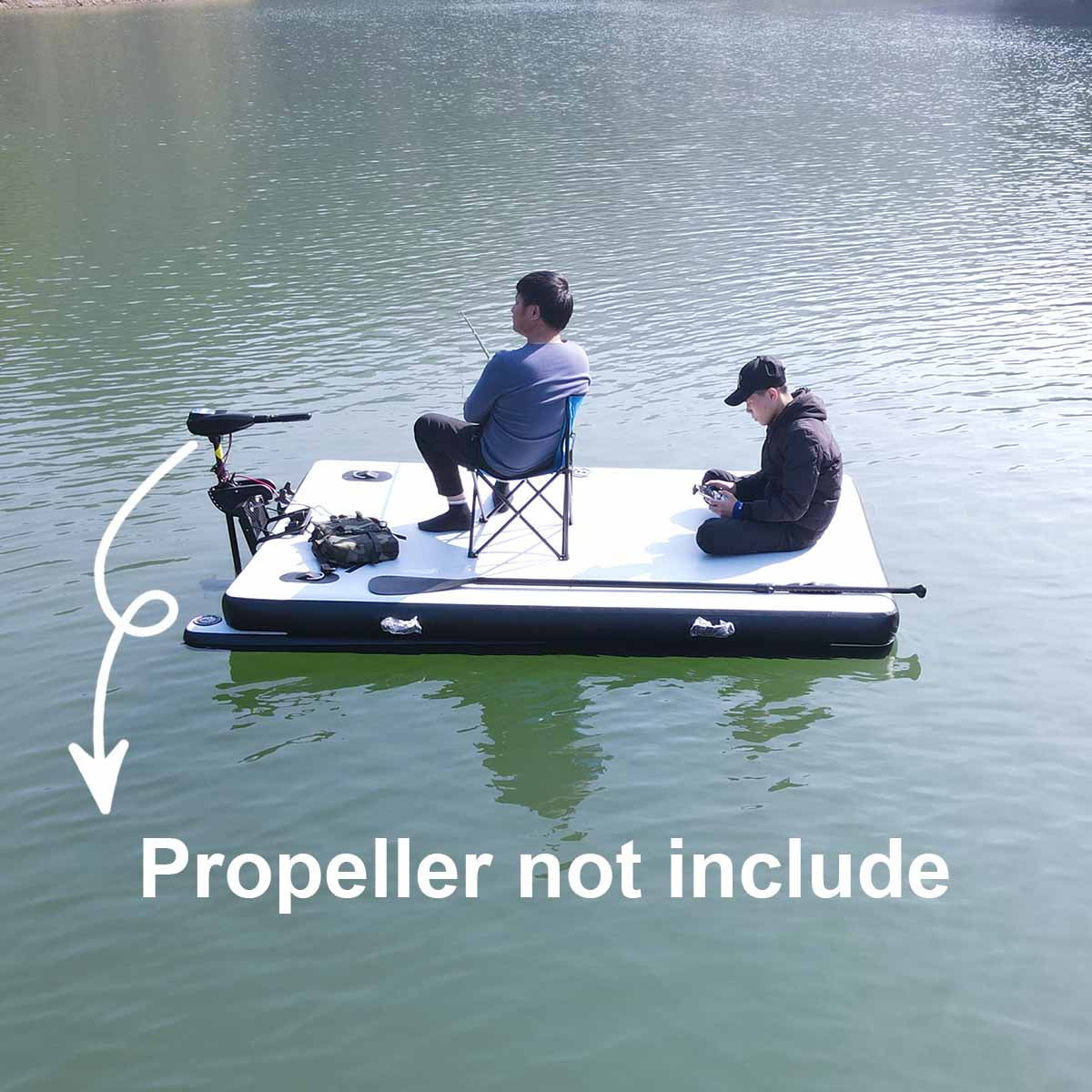 Ejia Inflatable Fishing Platform, 8x5FT Floating Dock with Pump, Raft ...