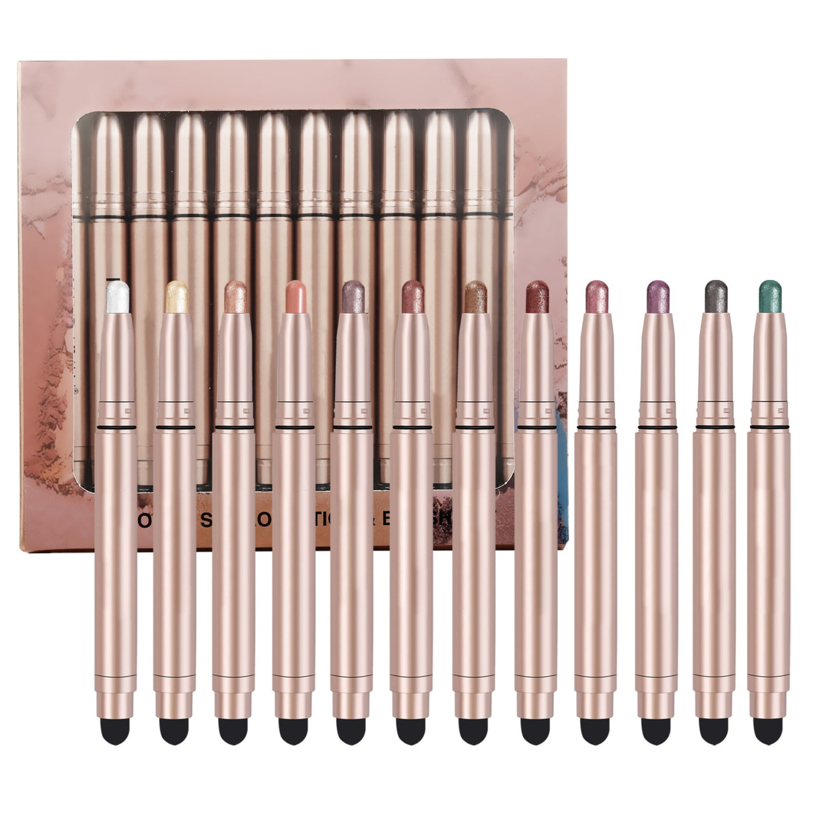 Ejiaya 12Pcs Cream Eyeshadow Stick,Brightener Eyeshadow Pencil Crayon ...