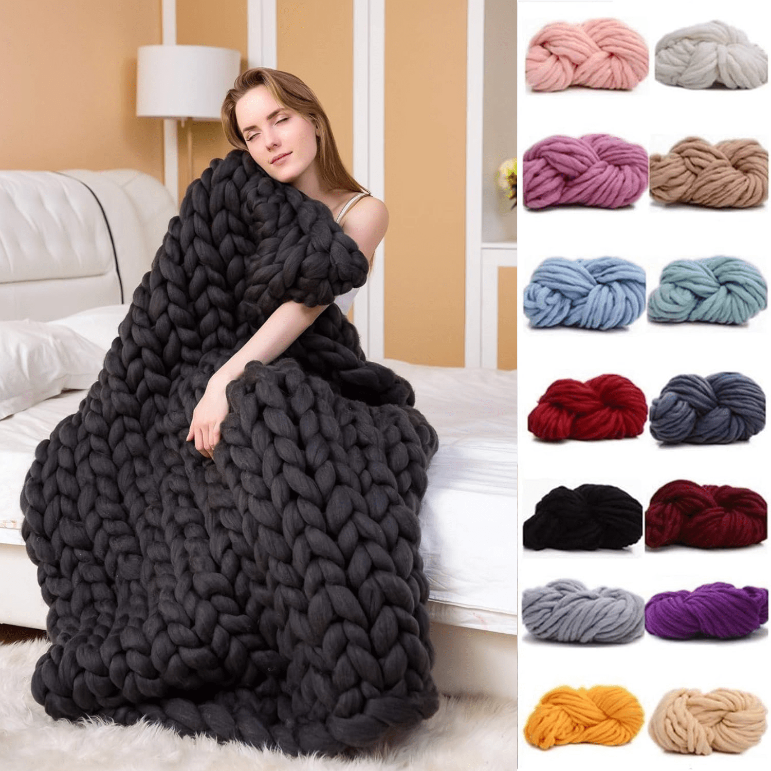 Ejiaya Chunky Yarn Giant Wool 0.55LBS Super Soft Washable Arm Extreme ...