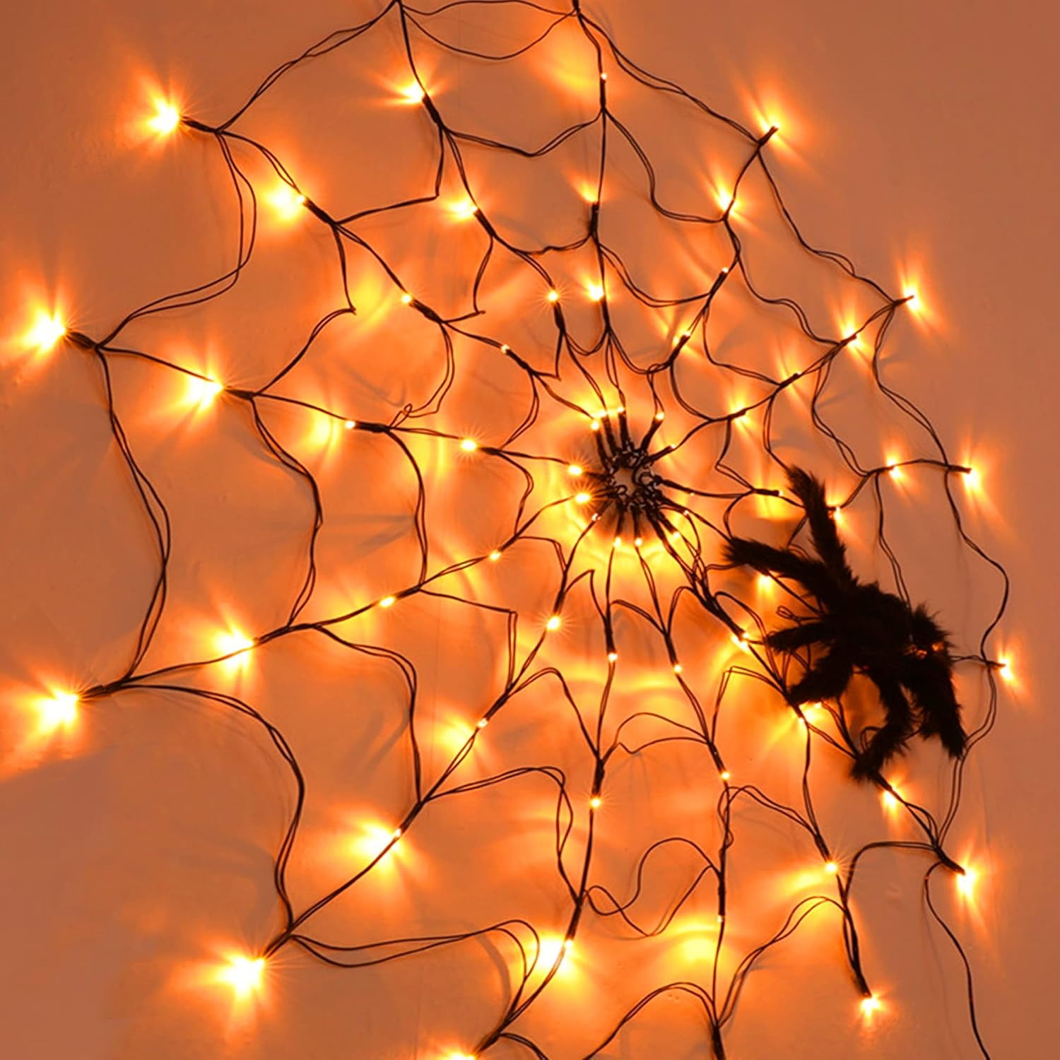 Ejiaya Halloween LED Spider Web Lights, Battery Powered 2 Modes Light ...