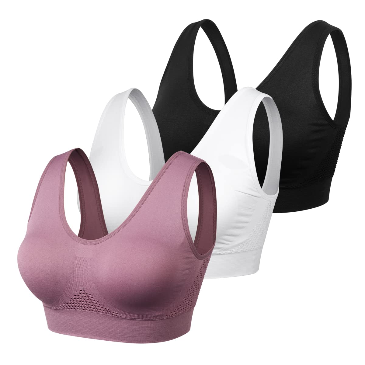 Ejiaya Women Sports Bra Comfortable Sleep Bras No Underwire Seamless ...