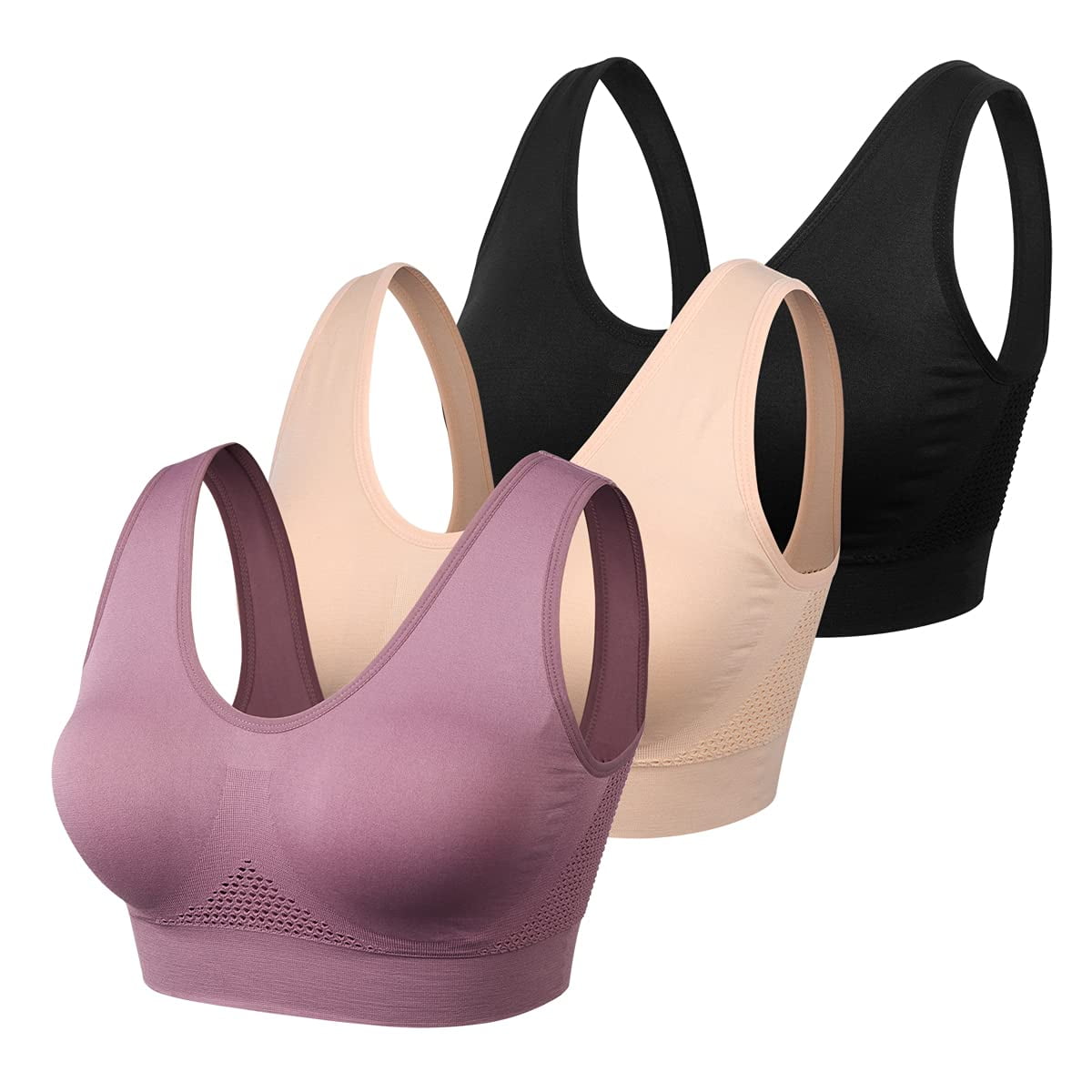 Ejiaya Women Sports Bra Comfortable Sleep Bras No Underwire Seamless ...