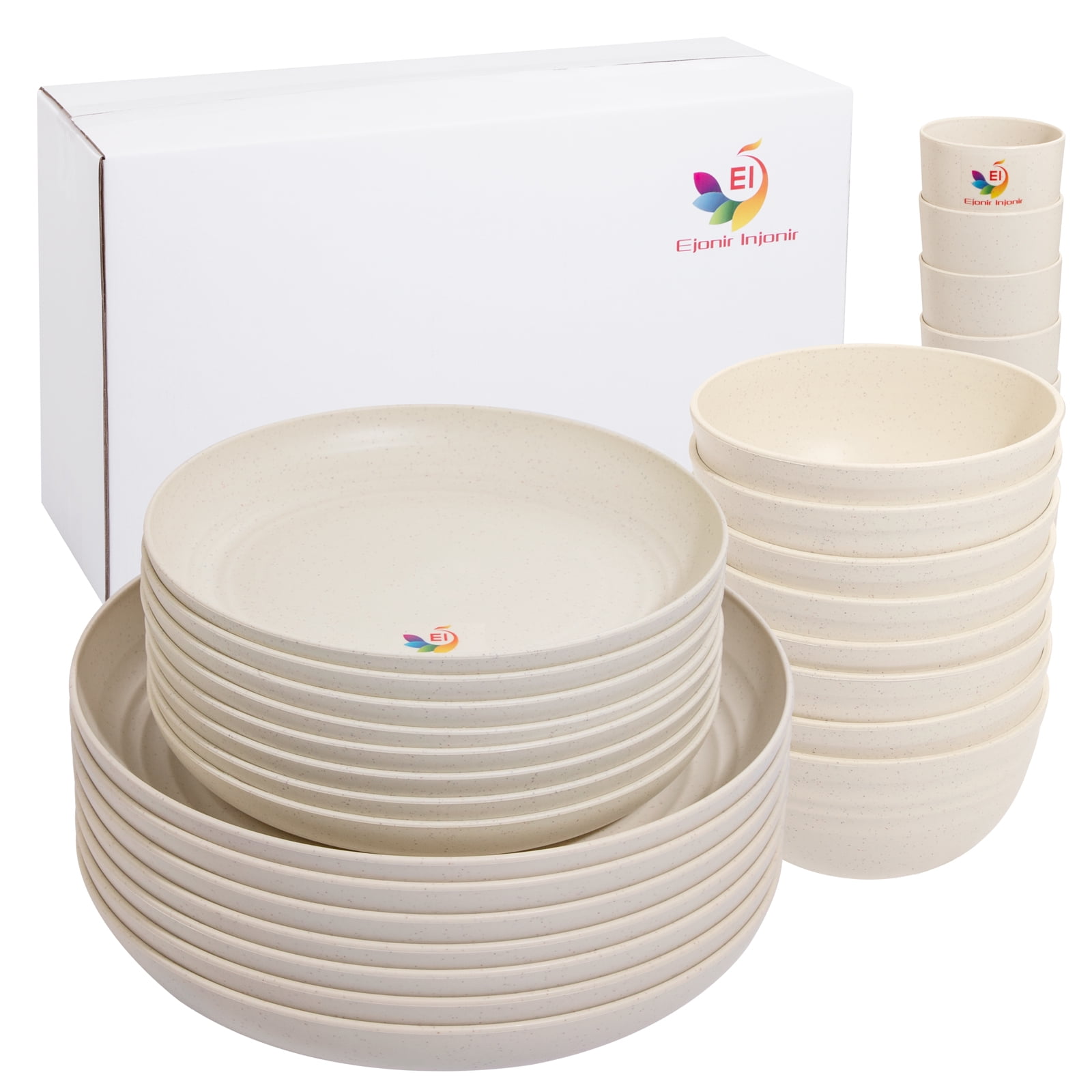 Ejonir Injonir Wheat Straw Dinnerware Sets,Unbreakable Dinnerware ...