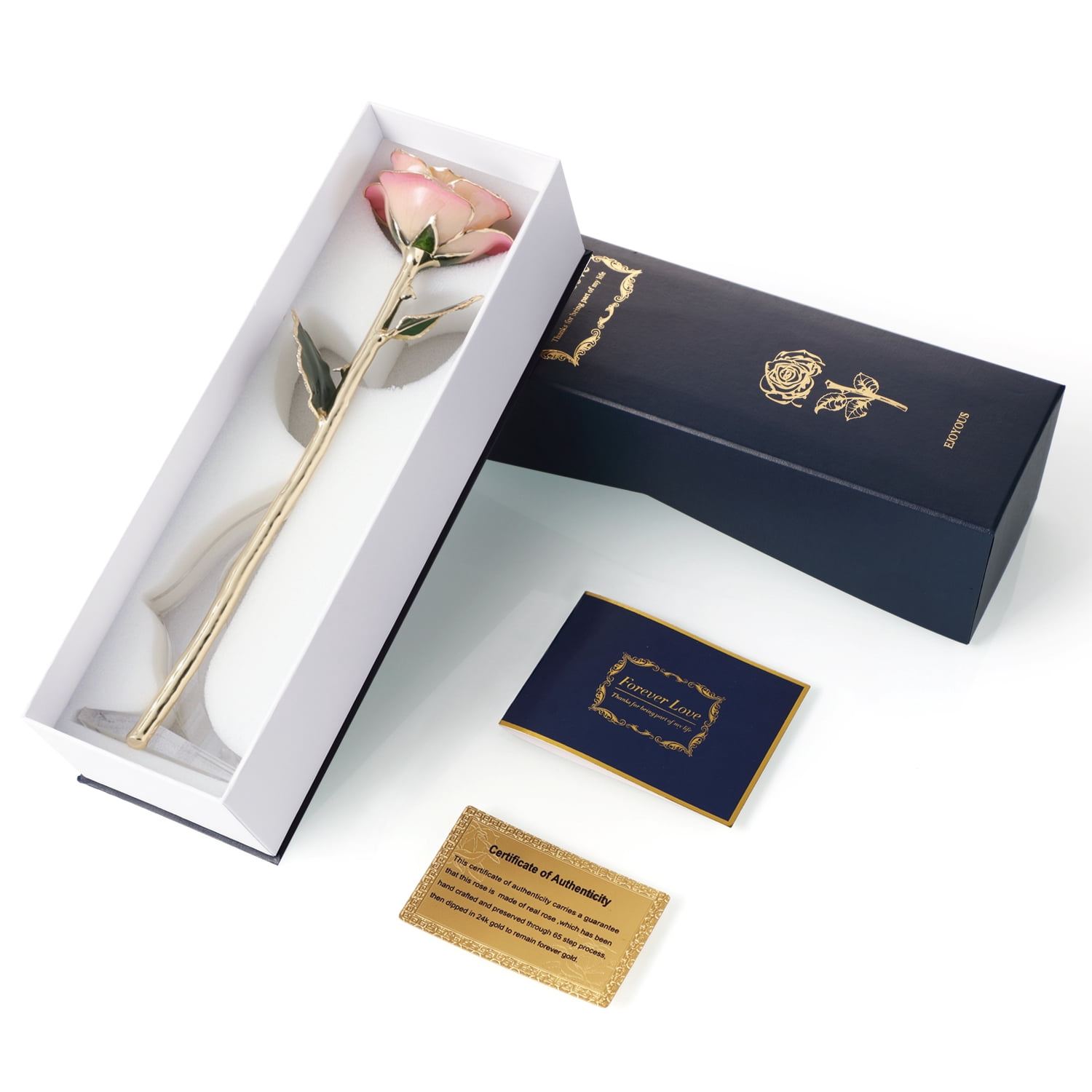 Ejoyous 24K Gold Real Rose Plated with Rose Stand Pink Cream - Walmart.com