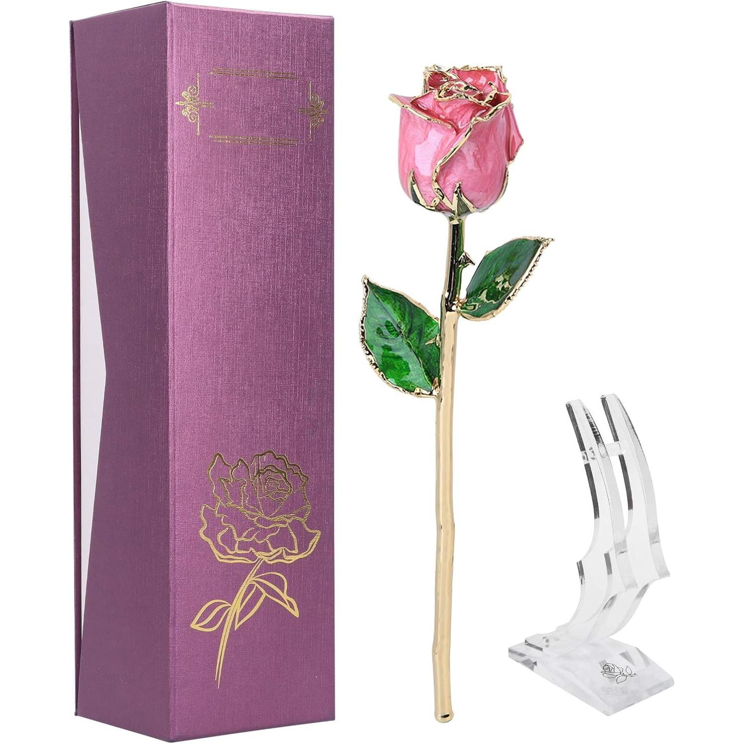 Ejoyous Rose Display Stand, Acrylic Transparent Artificial Flower Base ...