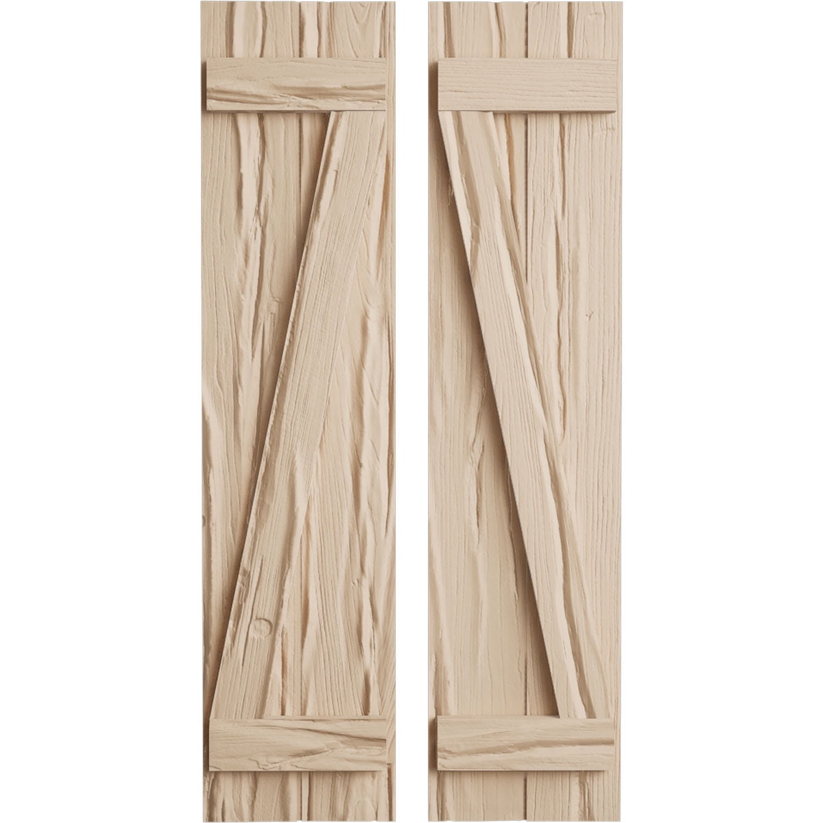 Ekena Millwork 11"W x 62"H Rustic Two Board Joined Board-n-Batten Riverwood Faux Wood Shutters w ...