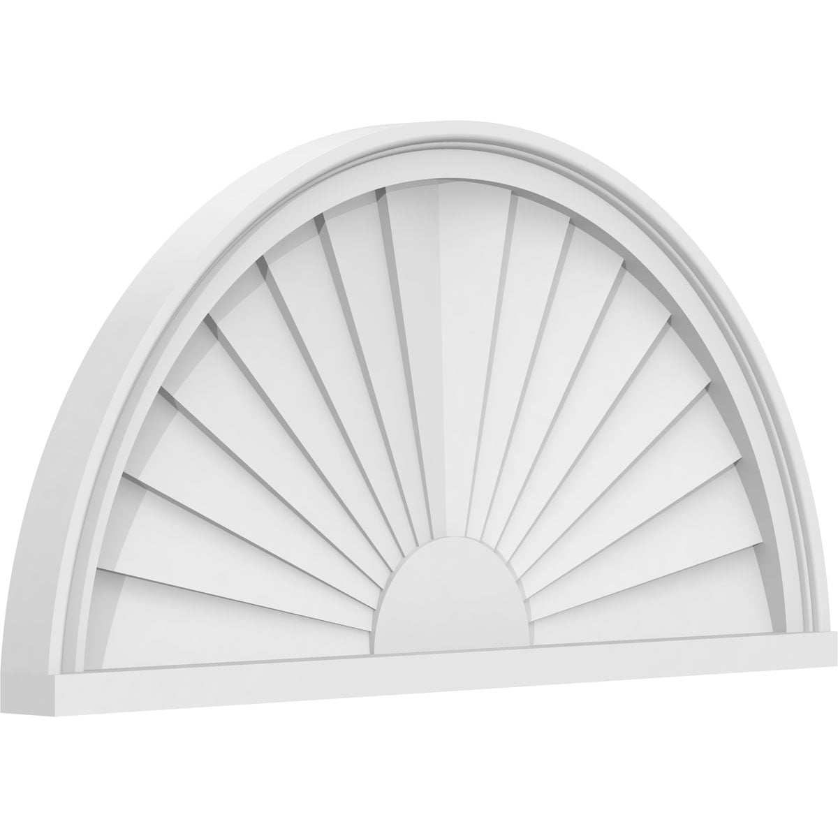 Ekena Millwork 30"W x 15"H x 2"P Half Round Sunburst Architectural ...