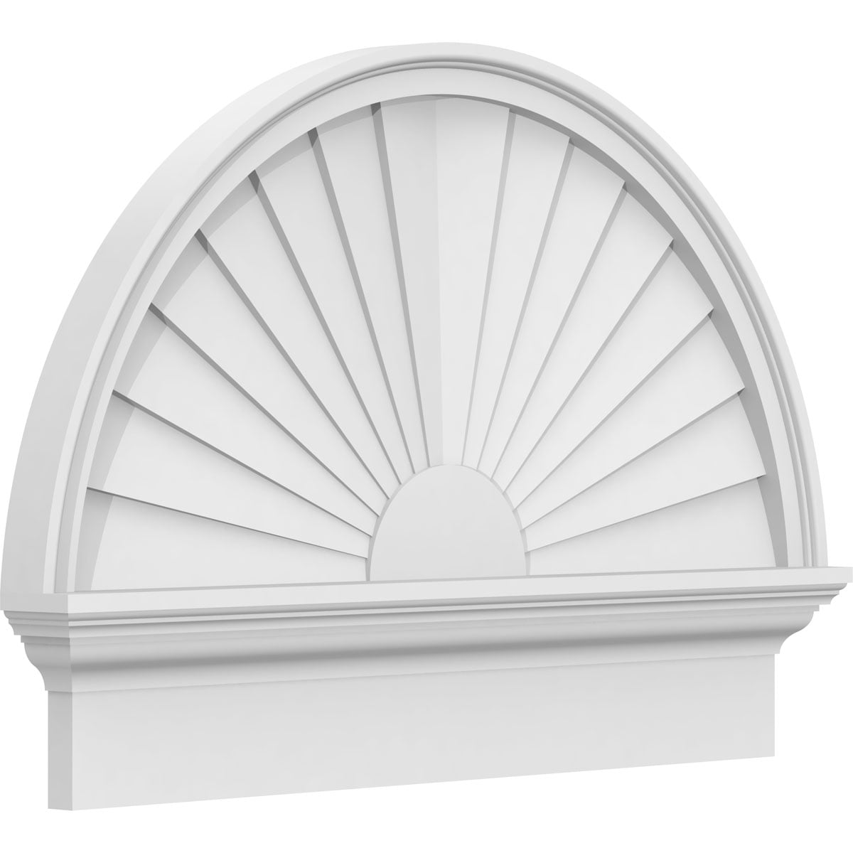 Ekena Millwork 30"W x 21-3/4"H x 2-3/4"P Half Round Sunburst ...