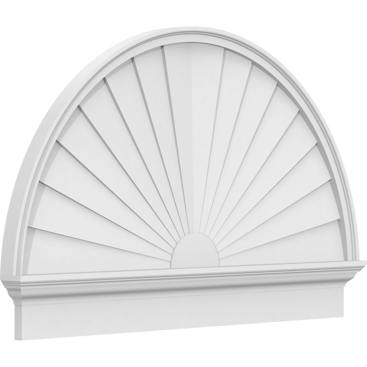Ekena Millwork 46 W X 29 3 4 H X 2 3 4 P Half Round Sunburst Ekena Millwork 46 W X 29 3 4 H X 2 3 4 P Half Round Sunburst