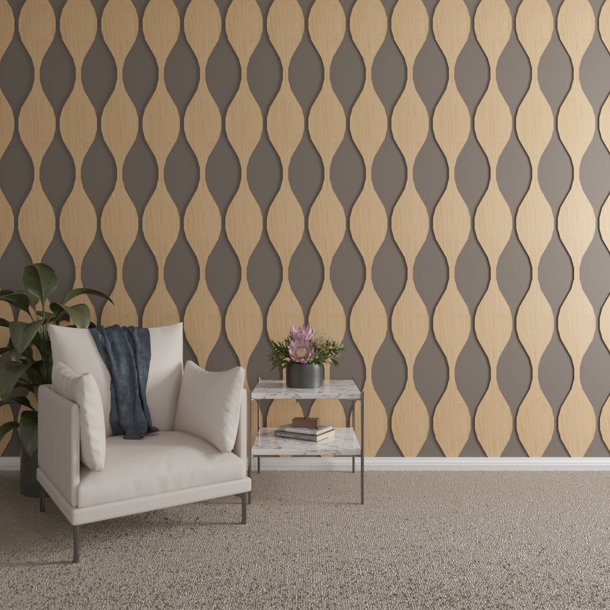 Ekena Millwork 47"H x 1/4"T Ozark Adjustable Wood Decorative Slat Wall ...